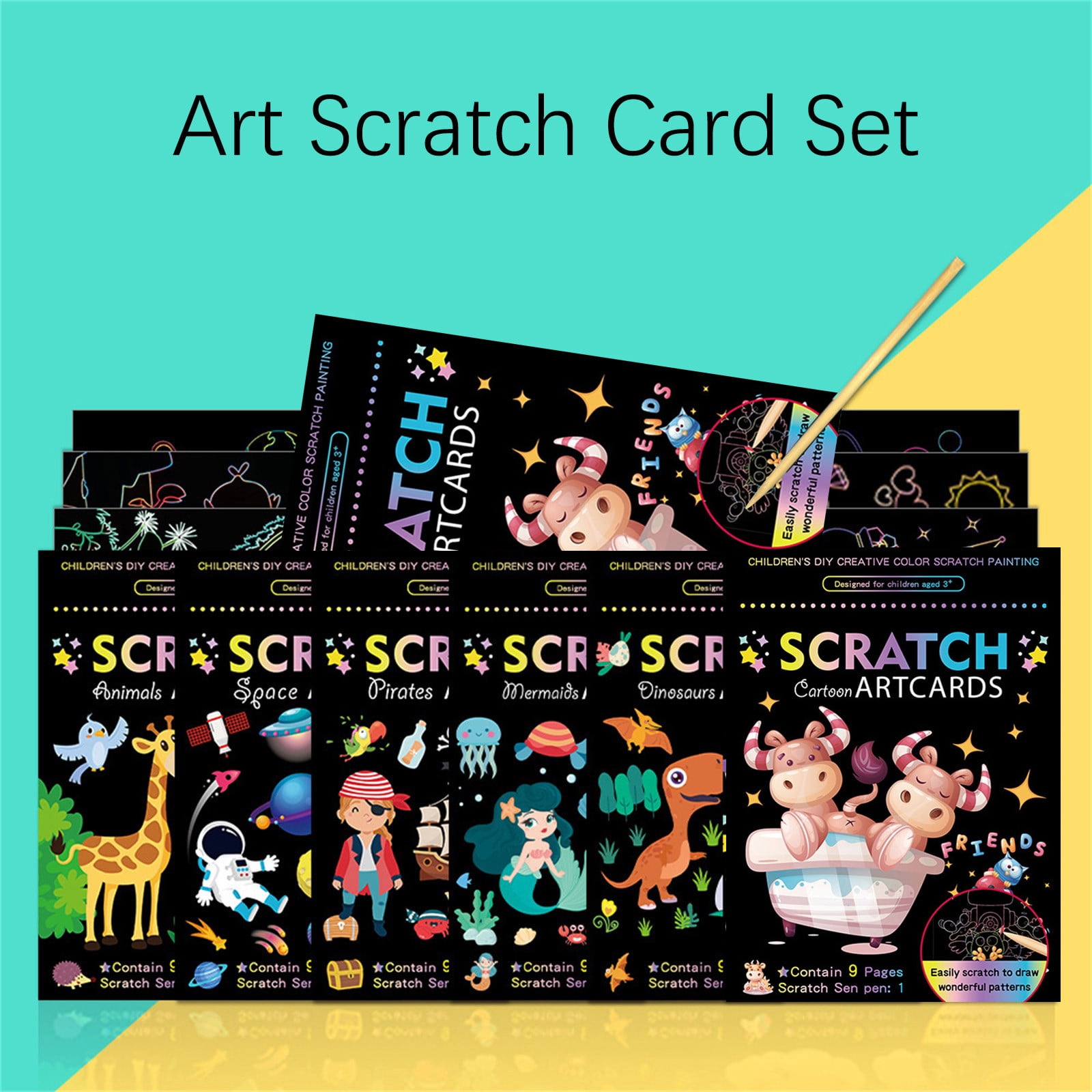 Scratch Paper Art, Colorful Drawing Art Book With 1 Scratch Pen For ...