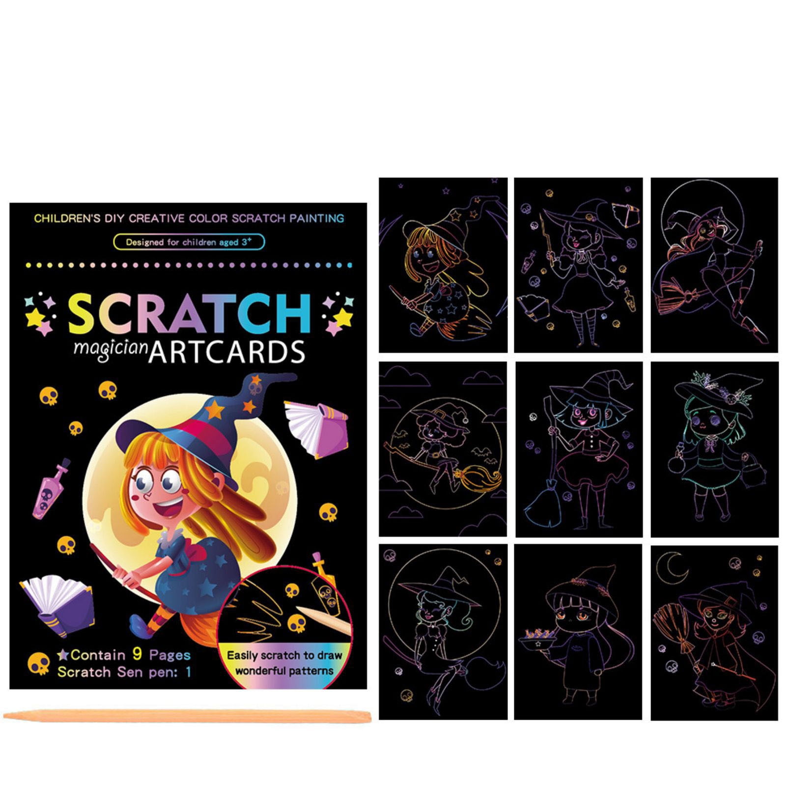 Scratch Paper Art, Colorful Drawing Art Book With 1 Scratch Pen For ...