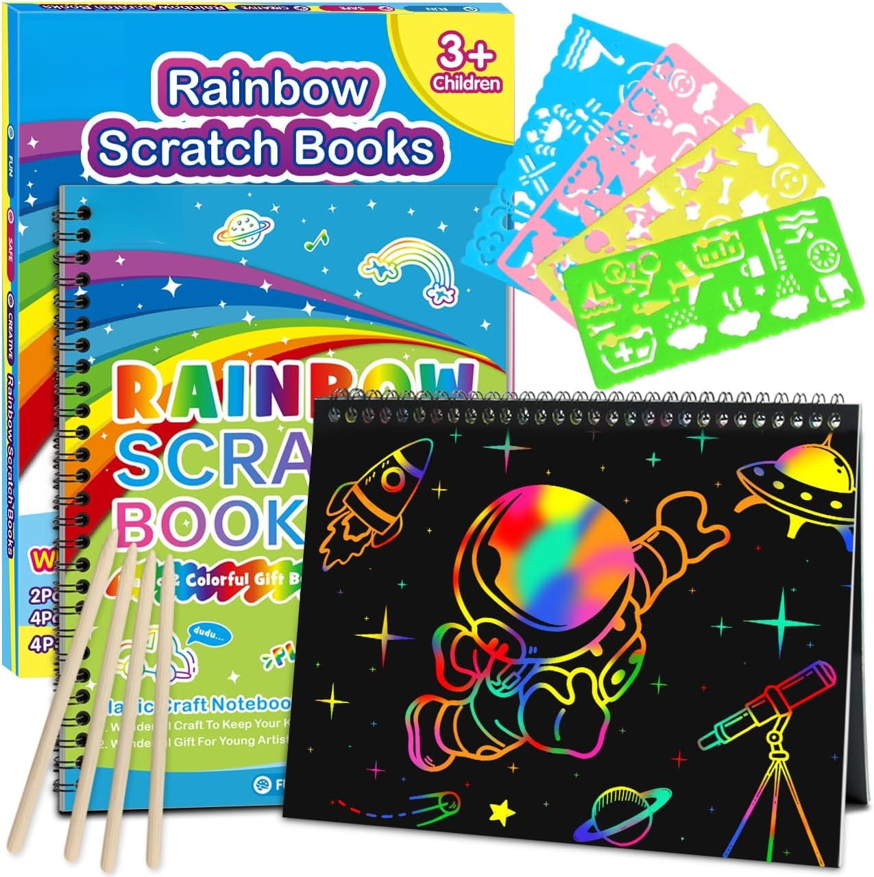 Scratch Paper Art-Crafts Gift: Rainbow Notebooks Supplies Toys Easter ...