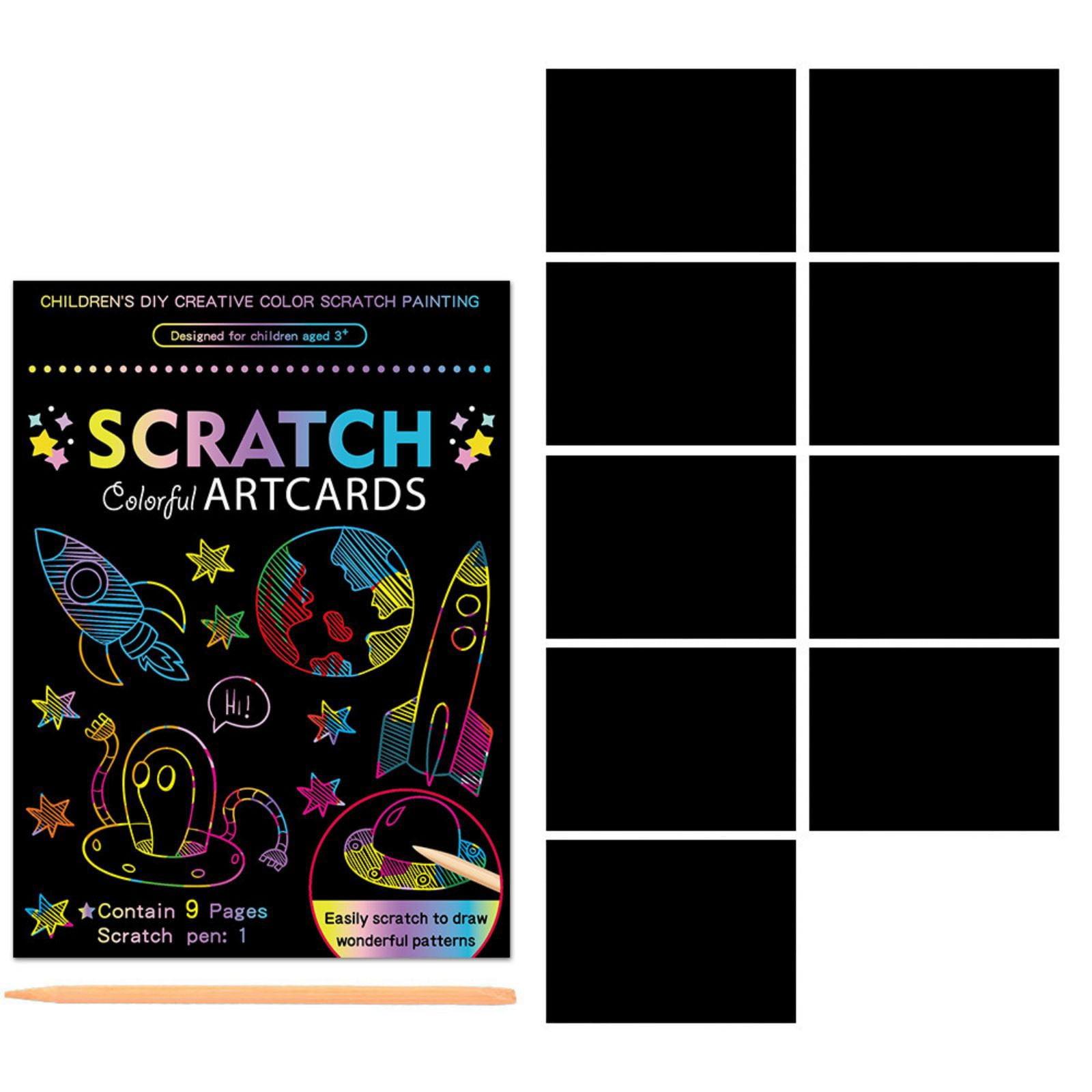 Scratch Paper Art Kit, Kids Scratch Drawing Paper, Double-Sided Black ...