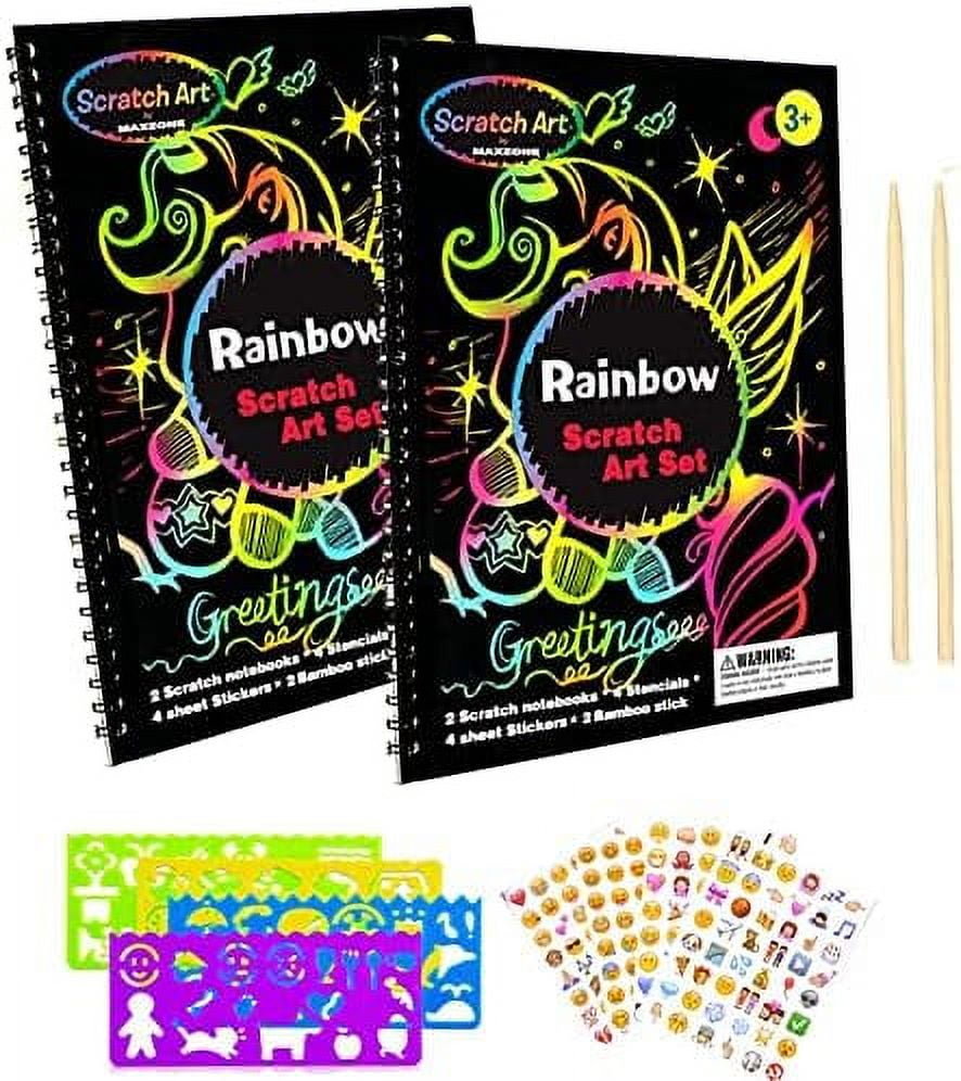 Scratch Paper Art Notebooks - Rainbow Scratch Off Art Kits for Kids ...