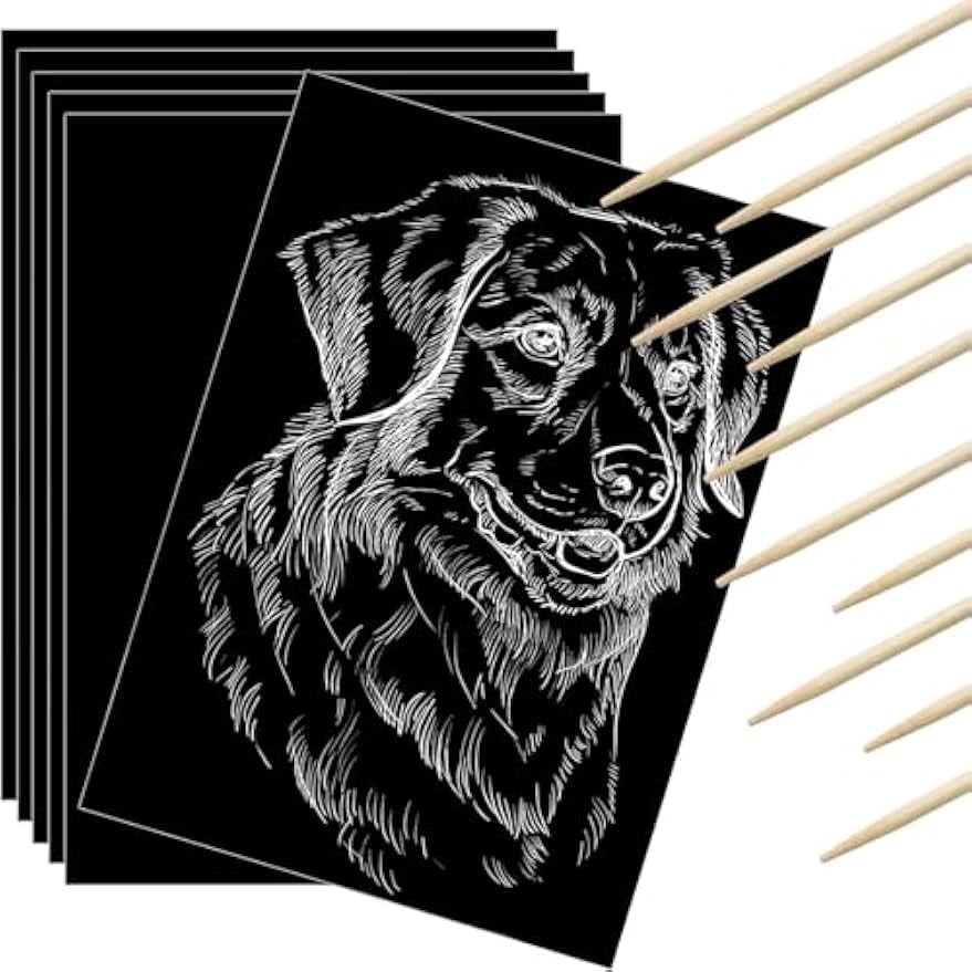 Scratch Paper Art Set Craft Kits Black Coated Scratchboard Black ...