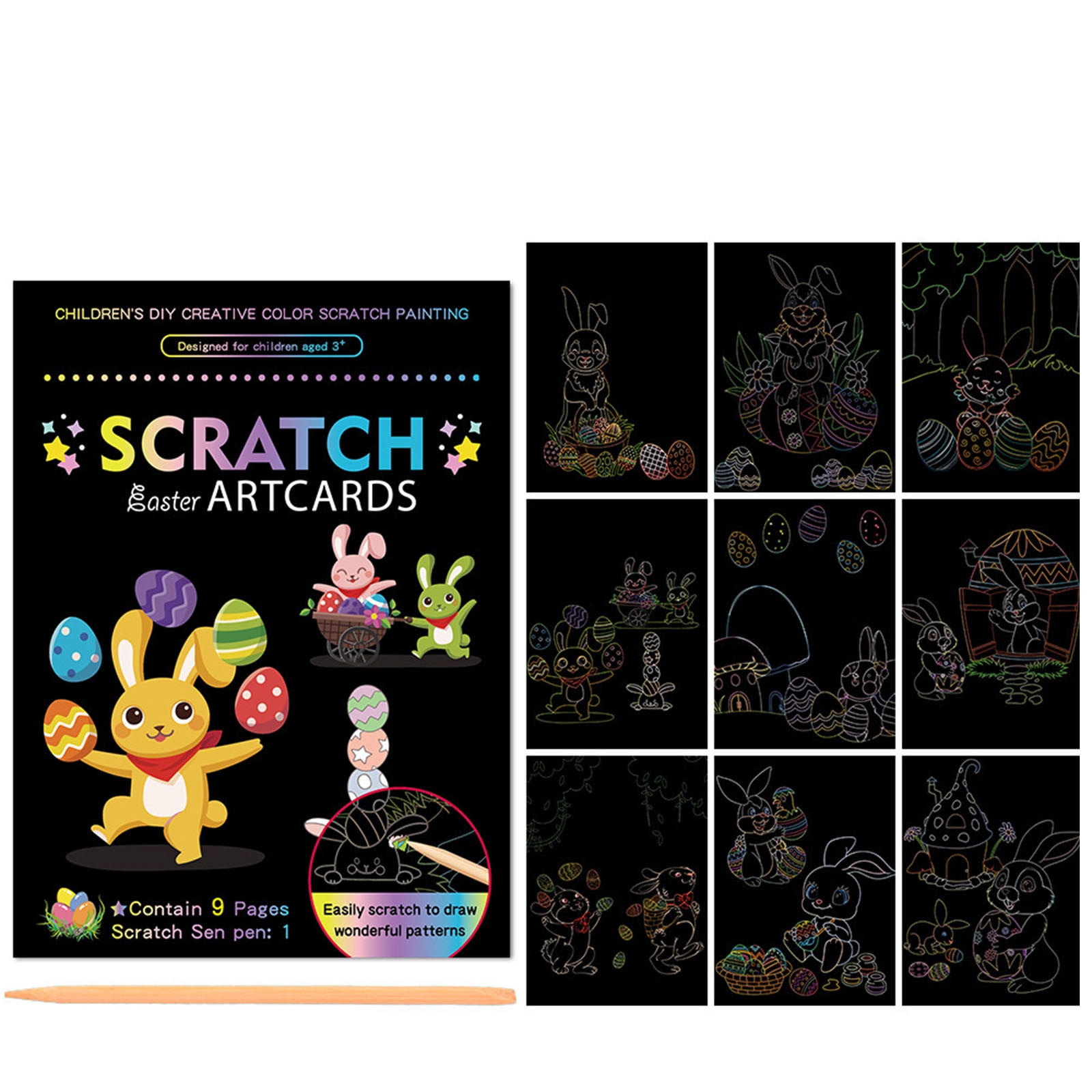 Scratch Paper Art Set Magic Drawing Art Craft Kid Black Scratch Off ...