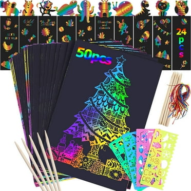 Scratch Paper Art Notebooks - Rainbow Scratch Off Art Kits for Kids ...