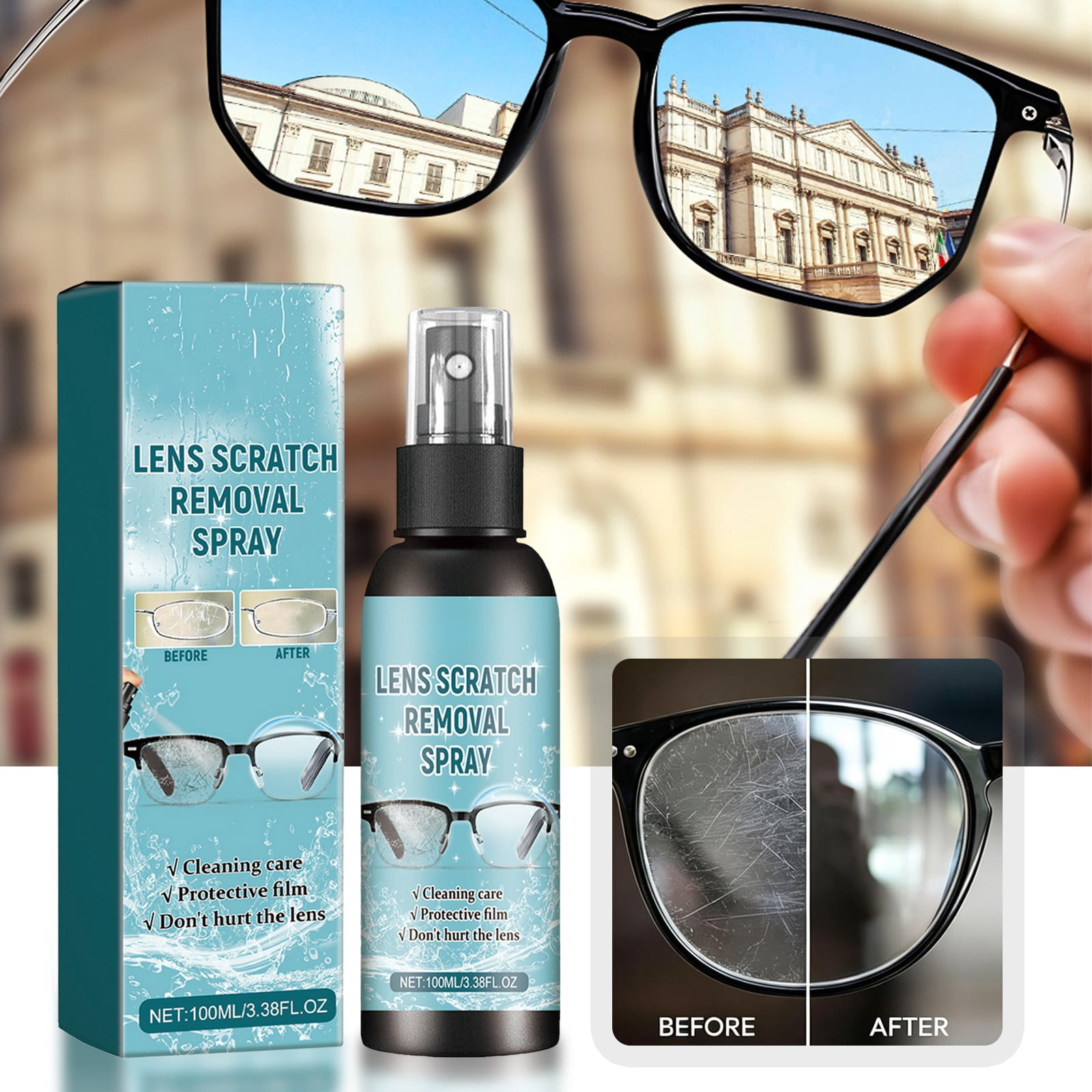 Scratch Remover Spray 100ml for Eyeglasses & Sunglasses, Home Scratch ...