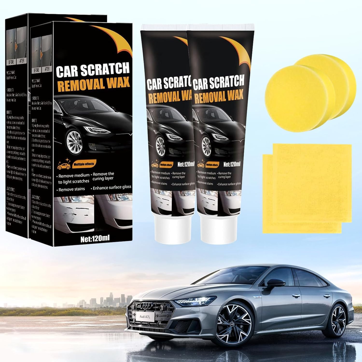 Scratch Remover for Vehicles, 2025 Upgrade Car Scratch Remover Whith Wipe and Sponge, Car ...