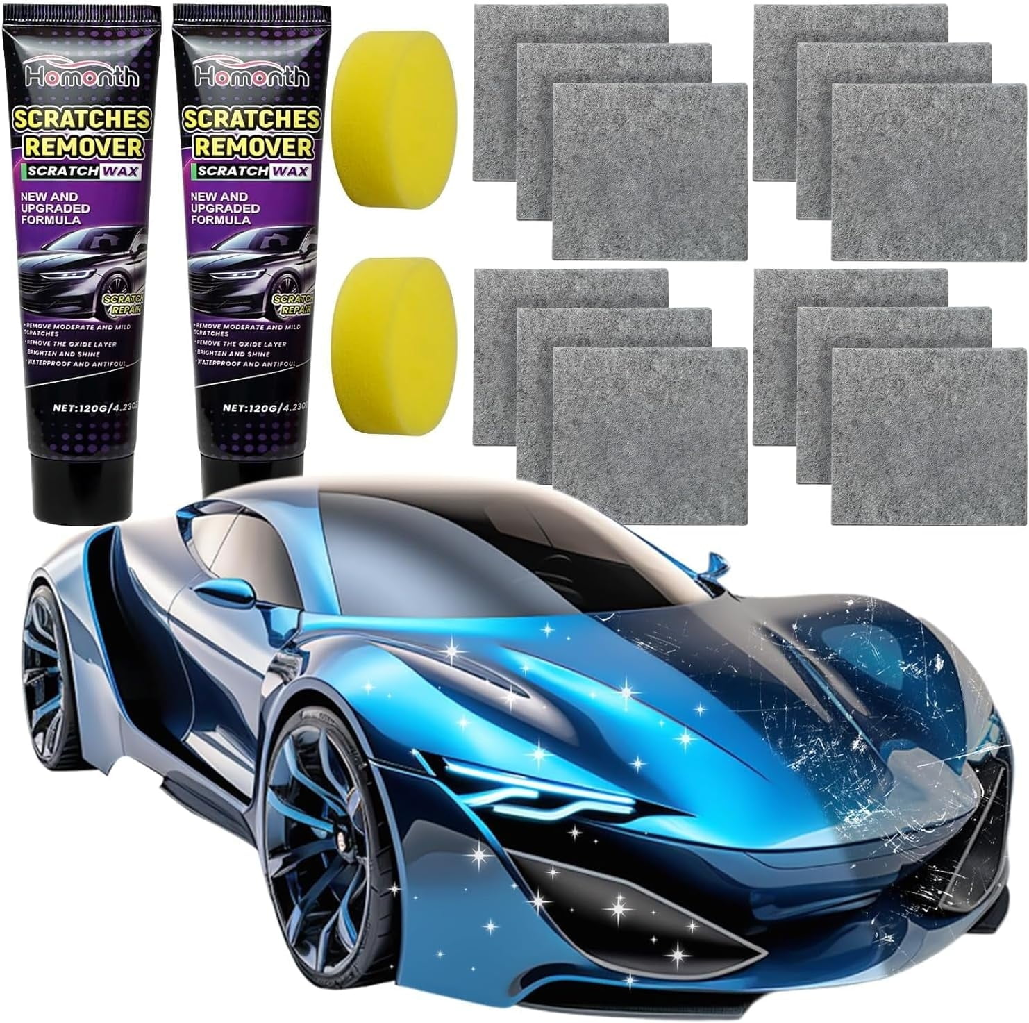 Scratch Remover for Vehicles - Nano Sparkle Cloth Car Scratch Remover with 6 Pcs Nanosparkle & 1 ...