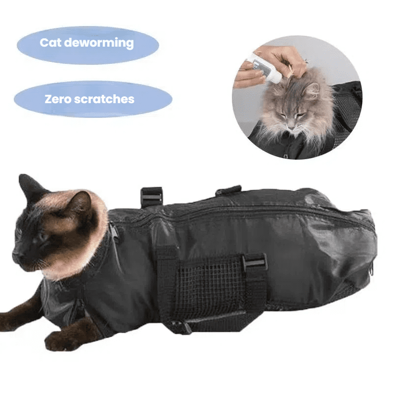 Scratch-Resistant Cat Grooming Bag - Breathable Multifunctional Pet ...