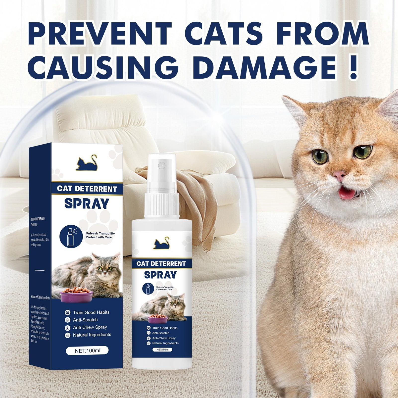 No Scratch Spray for Cats, Natural Anti Scratch Cat Spray, Effective ...