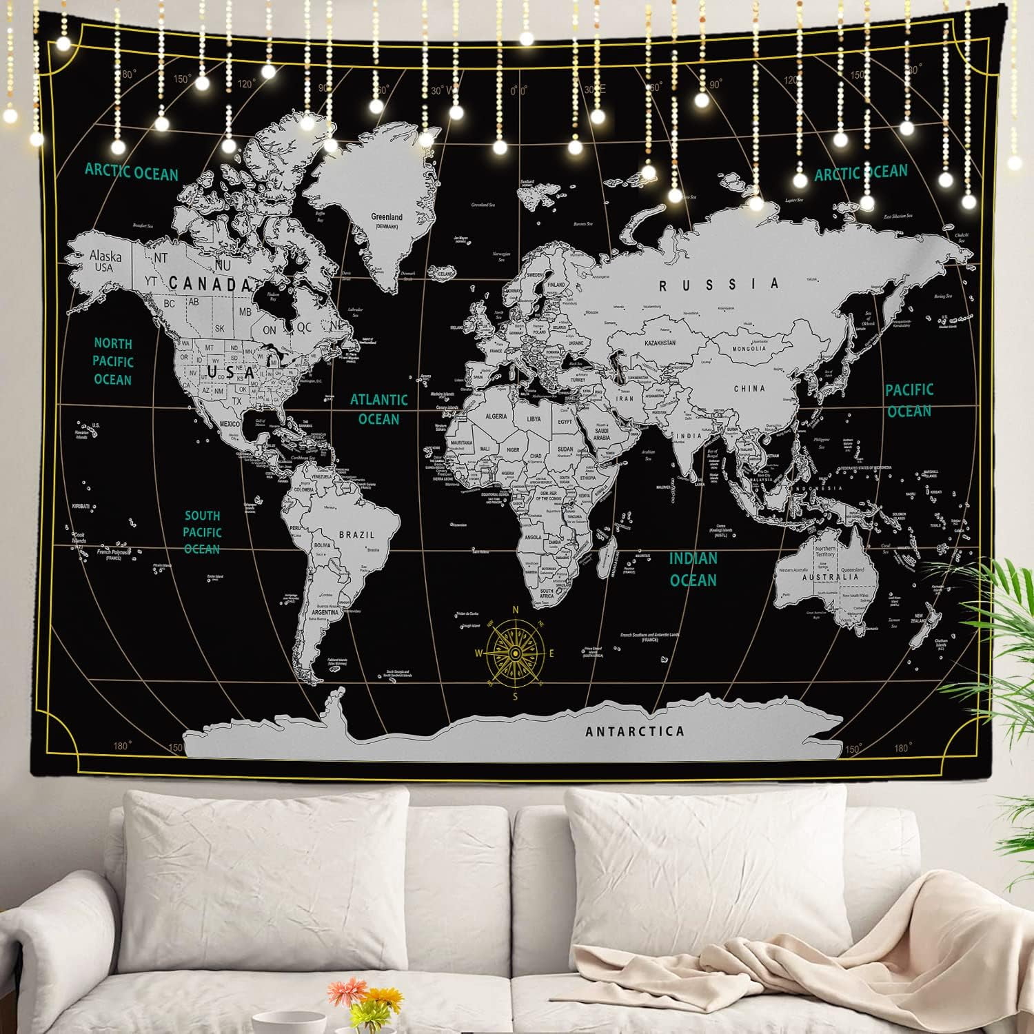 Scratch Travel World Map Tapestry Wall Hanging for Kids Student, Europe ...