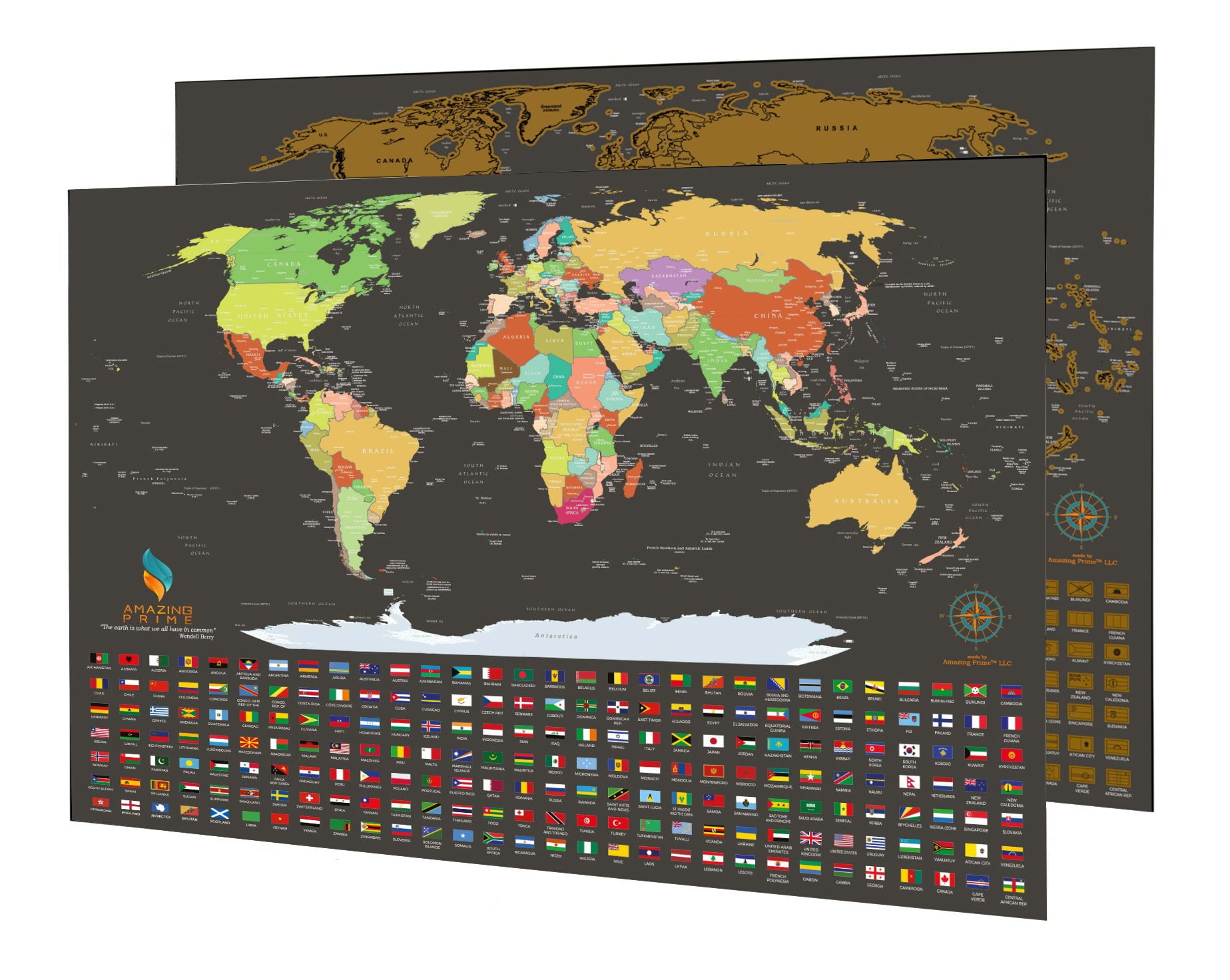Scratch off the World Map Poster | Travel Tracker Map Print Flags of ...