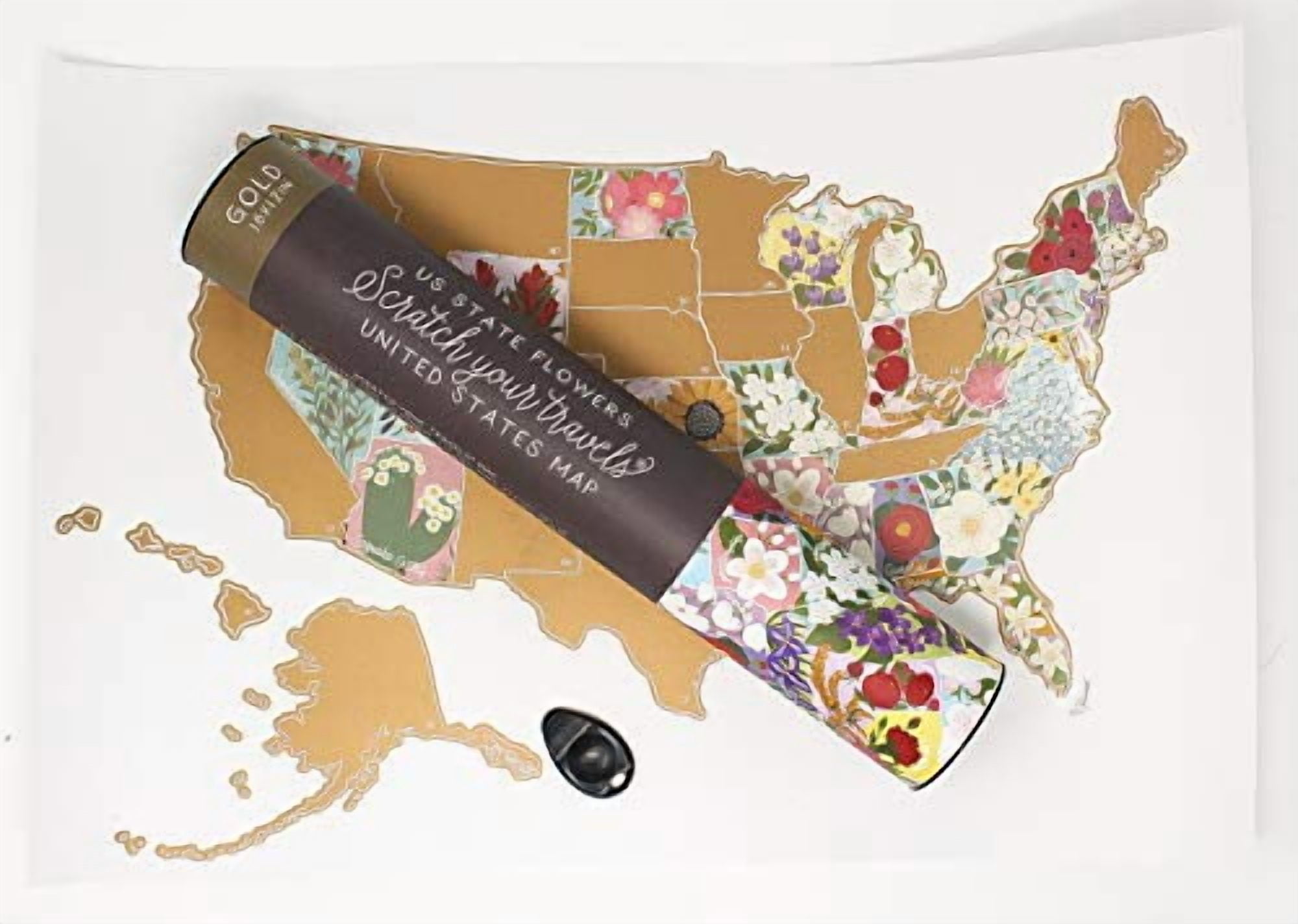 Scratch Your Travels® US State Flowers Map (Official State Flowers Wall ...