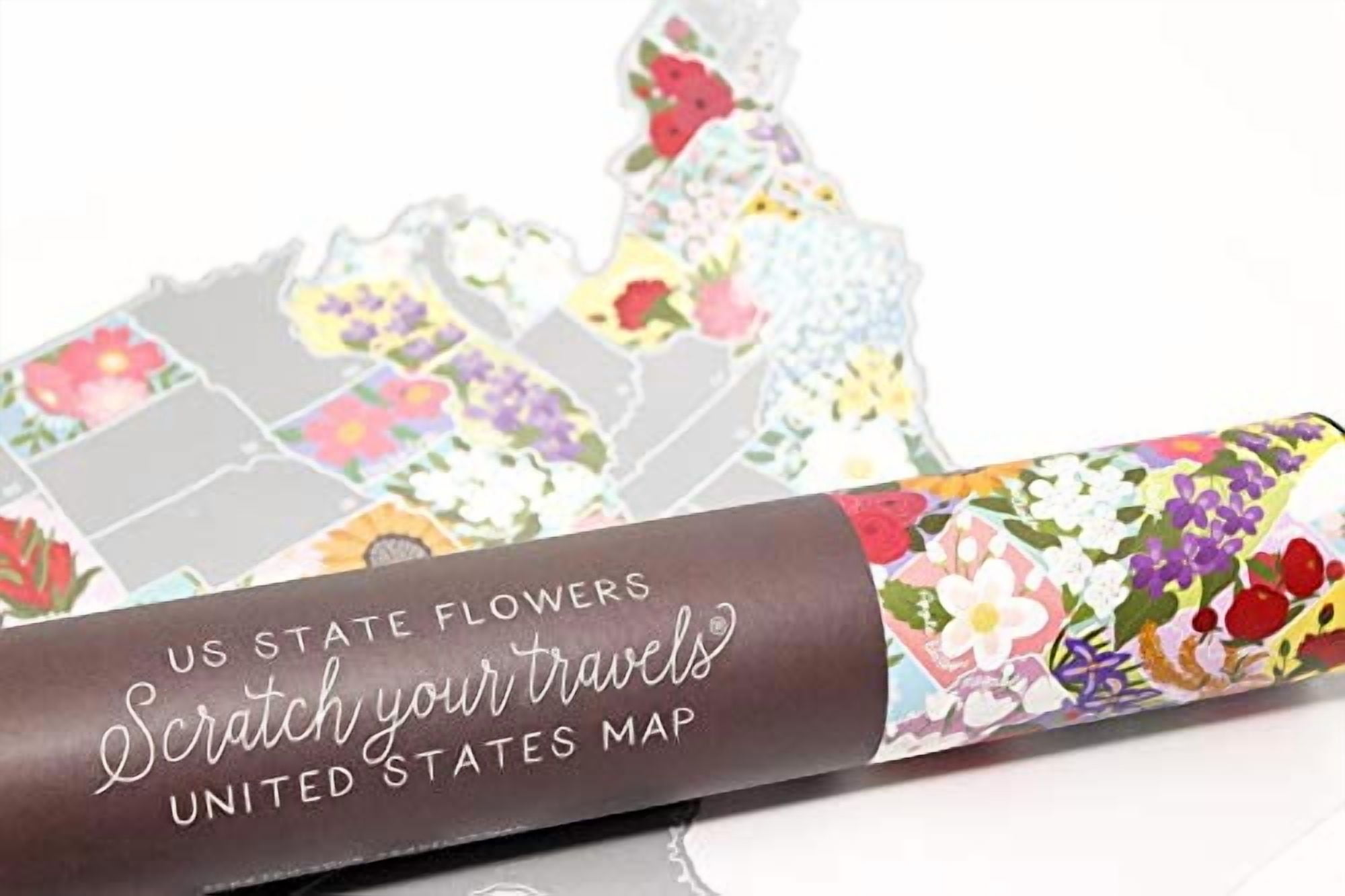 Scratch Your Travels® US State Flowers Map (Official State Flowers Wall ...