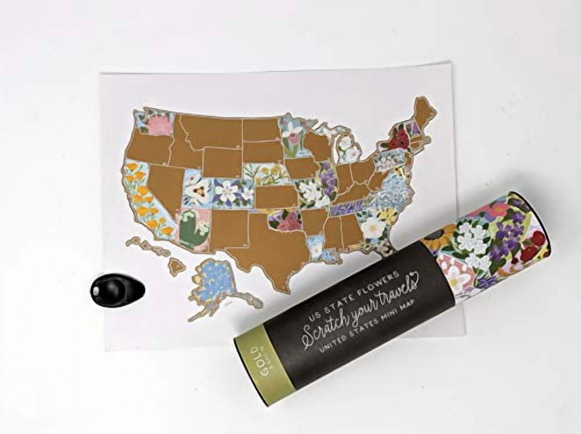 Scratch Your Travels® US State Flowers Map (Official state flowers wall ...