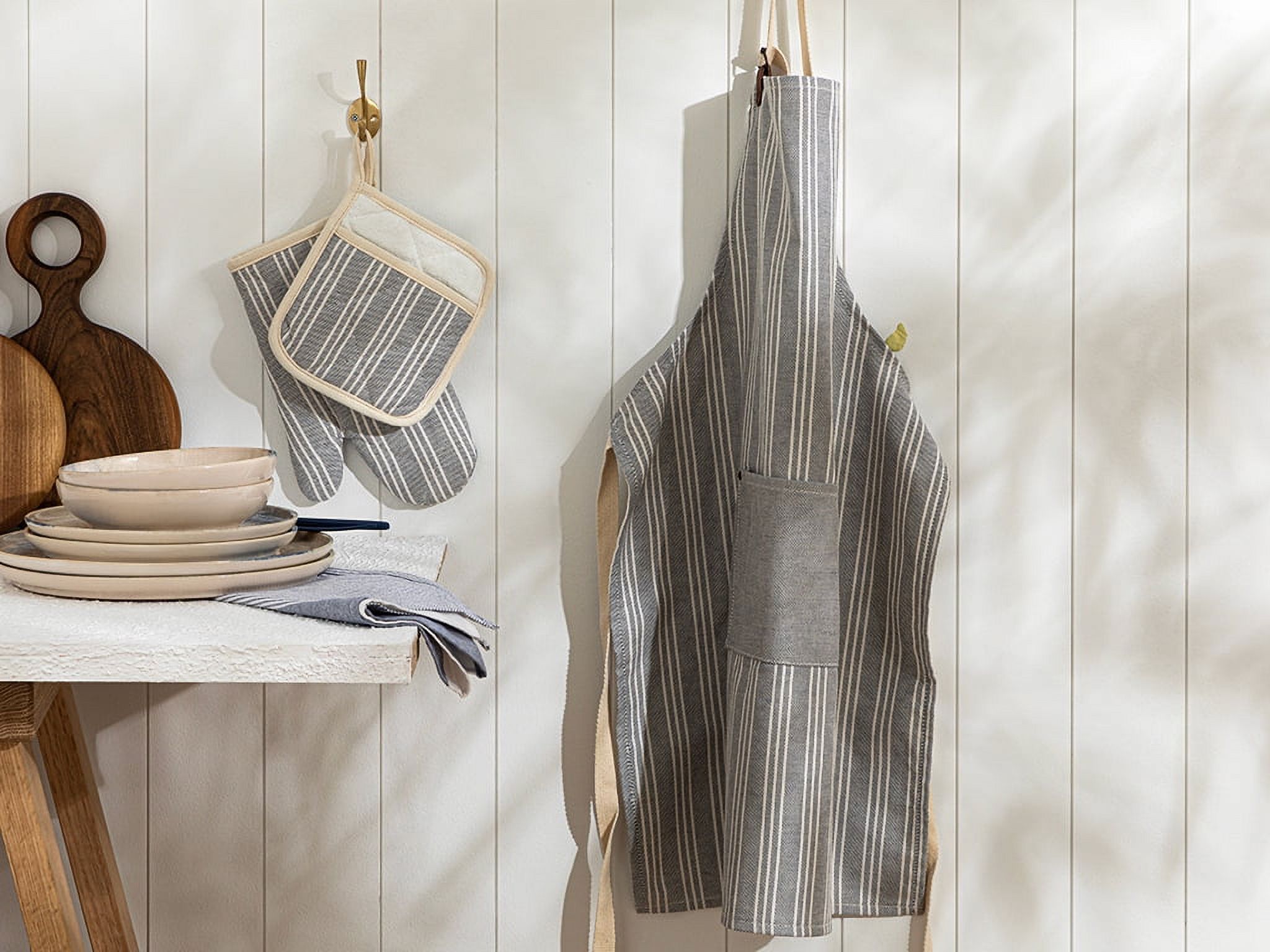 Scratch line cotton pocket kitchen apron 75x58 cm dark blue - Walmart.com