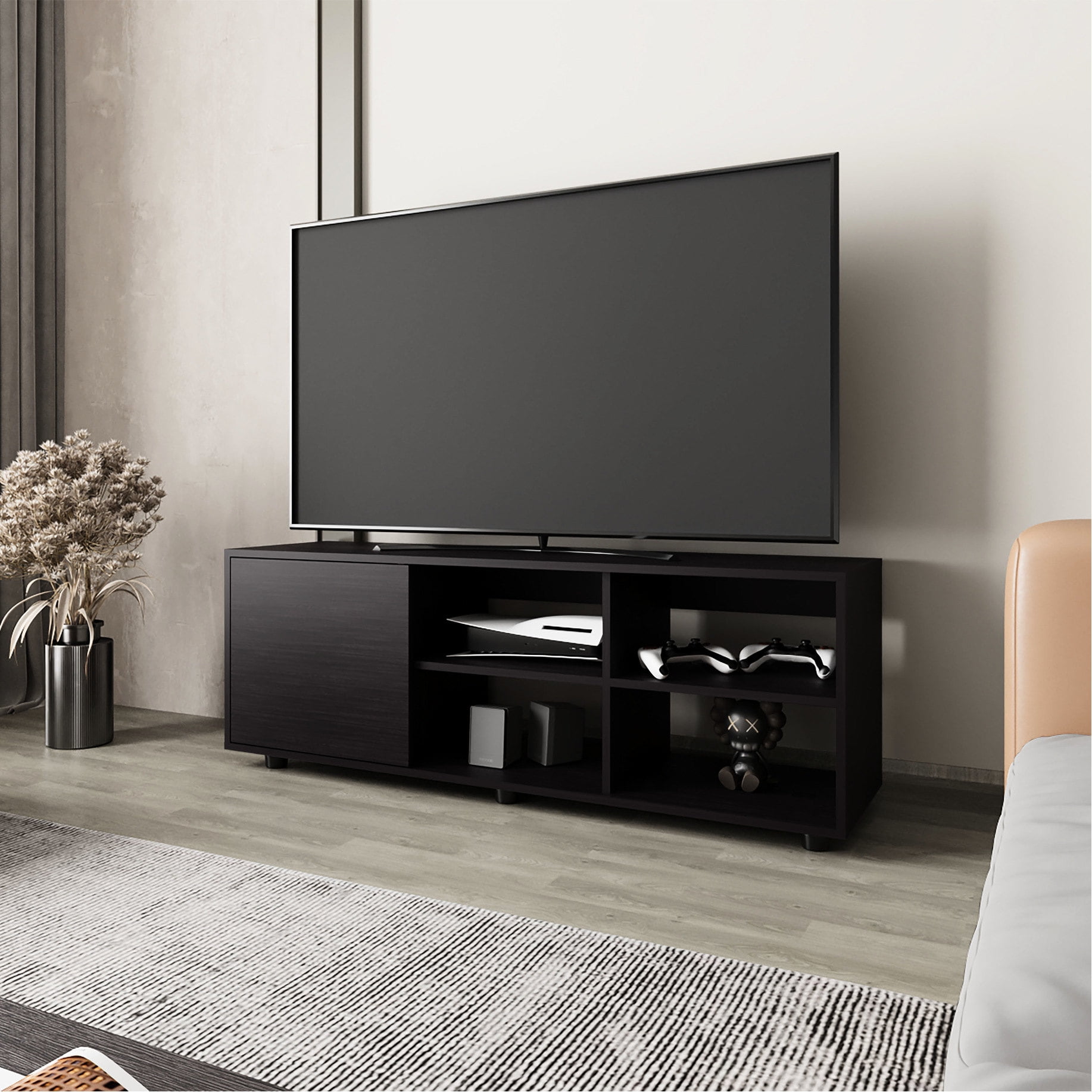 Scratch-resistant TV stand with open and concealed storage for 40 - 49 ...