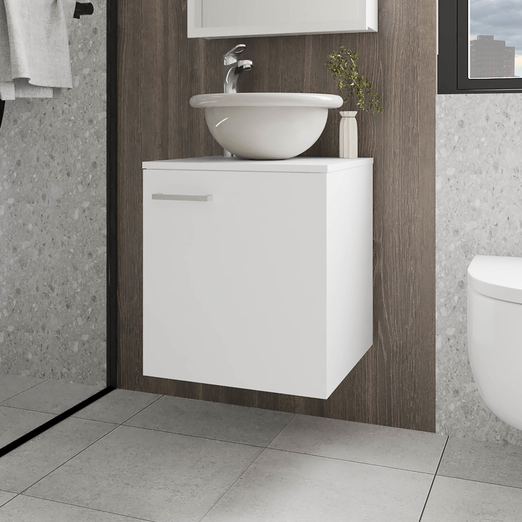 Scratch-resistant, wall-mounted bathroom vanity - Keeps new look and ...