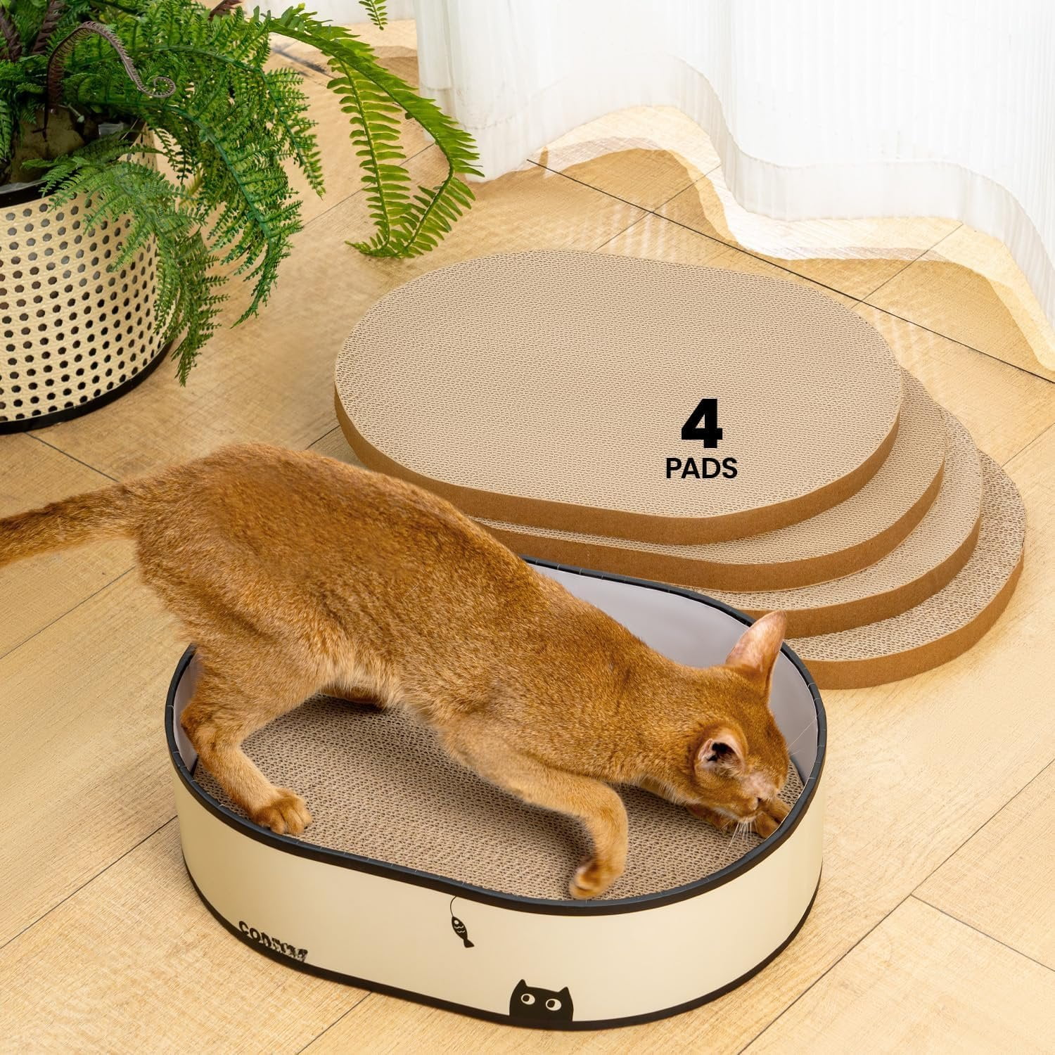 Scratcher Box with 4 Board Reversible Scratch Pad, Corrugated Cardboard ...