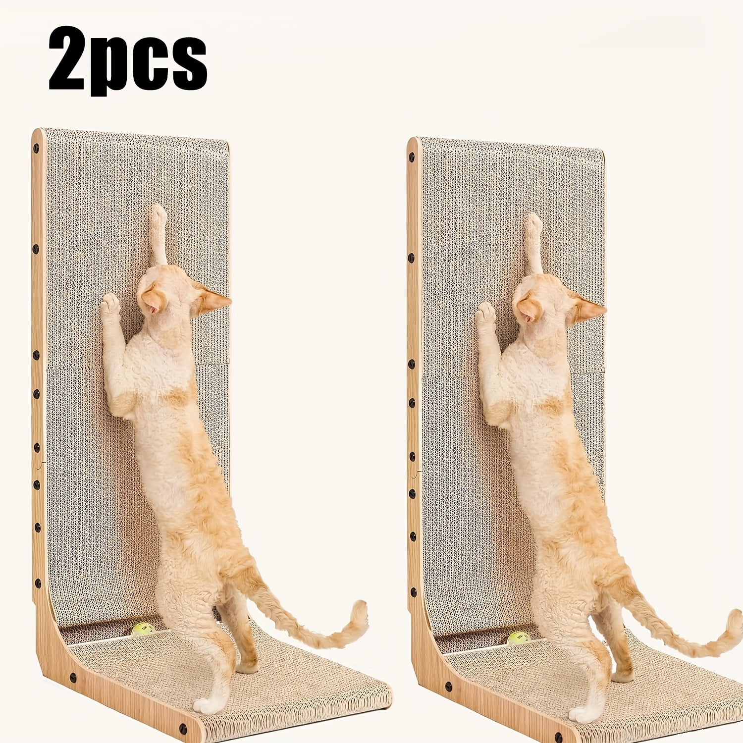 Scratcher, Scratching Post, Cardboard Scratching Board with Ball Toy, Large Vertical L Shape ...