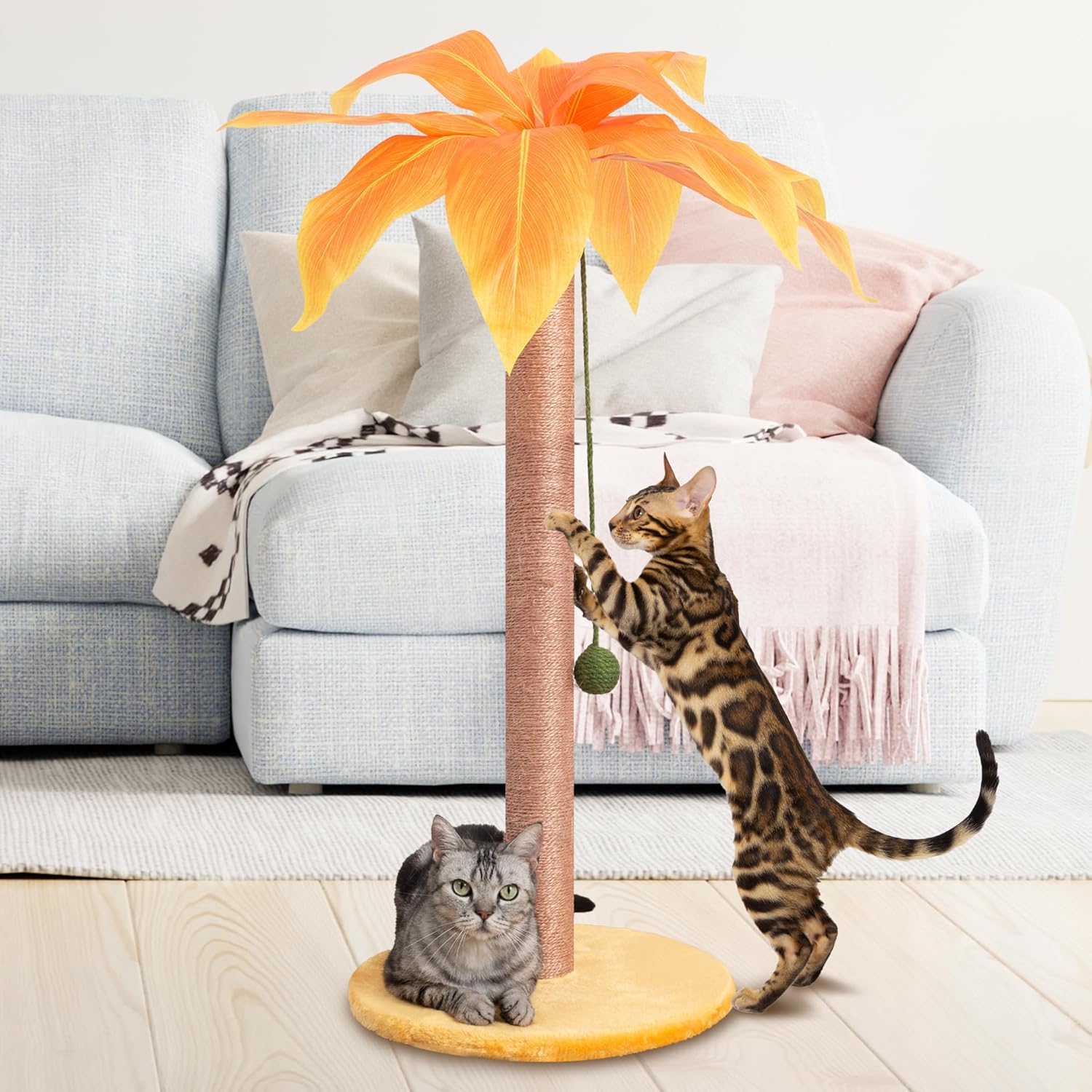 Scratching Post 33 inch Tall for Indoor Cats with Sisal Rope, Scratcher ...