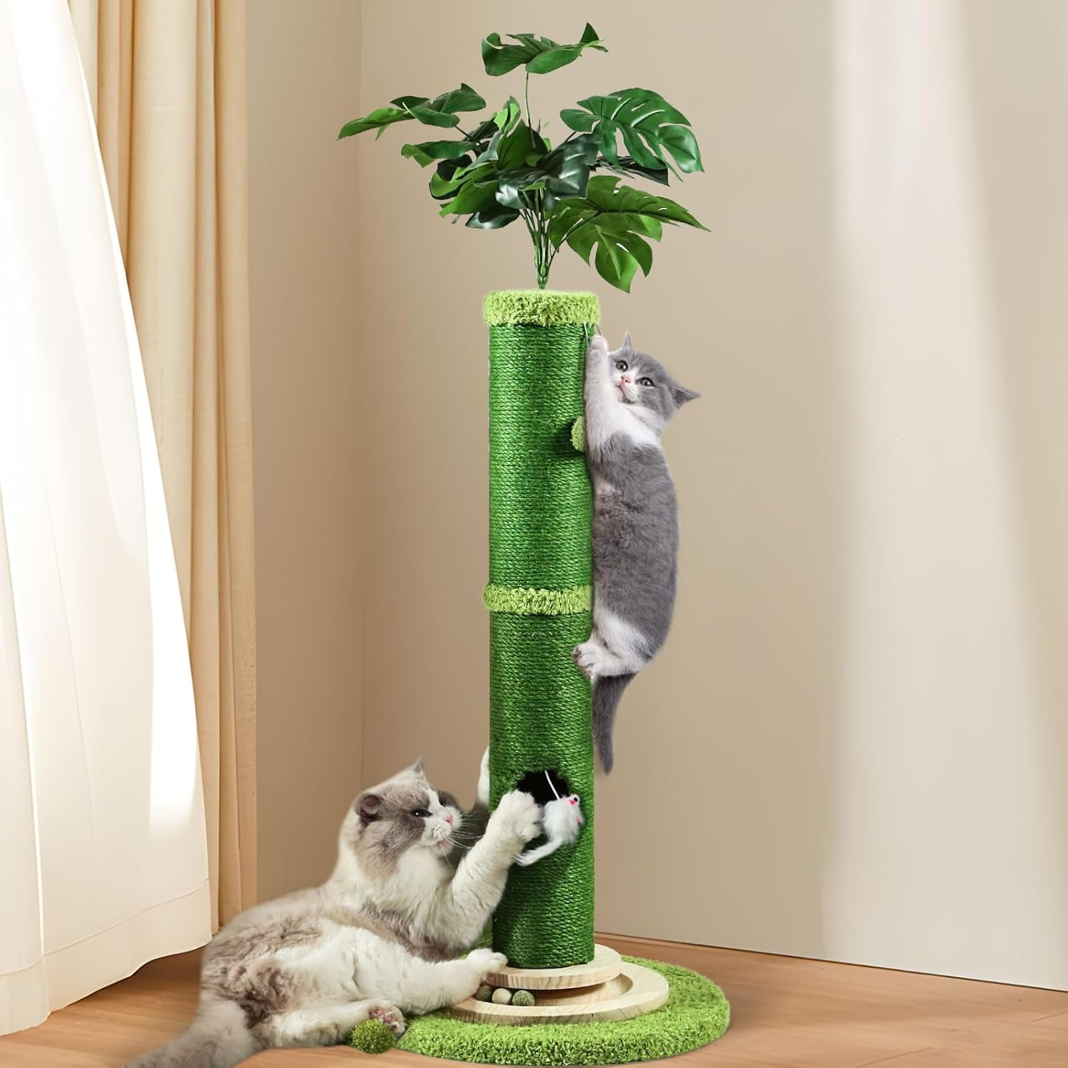 Scratching Posts for Indoor Cats, 42" Tall Monstera Cat Scratching Post ...