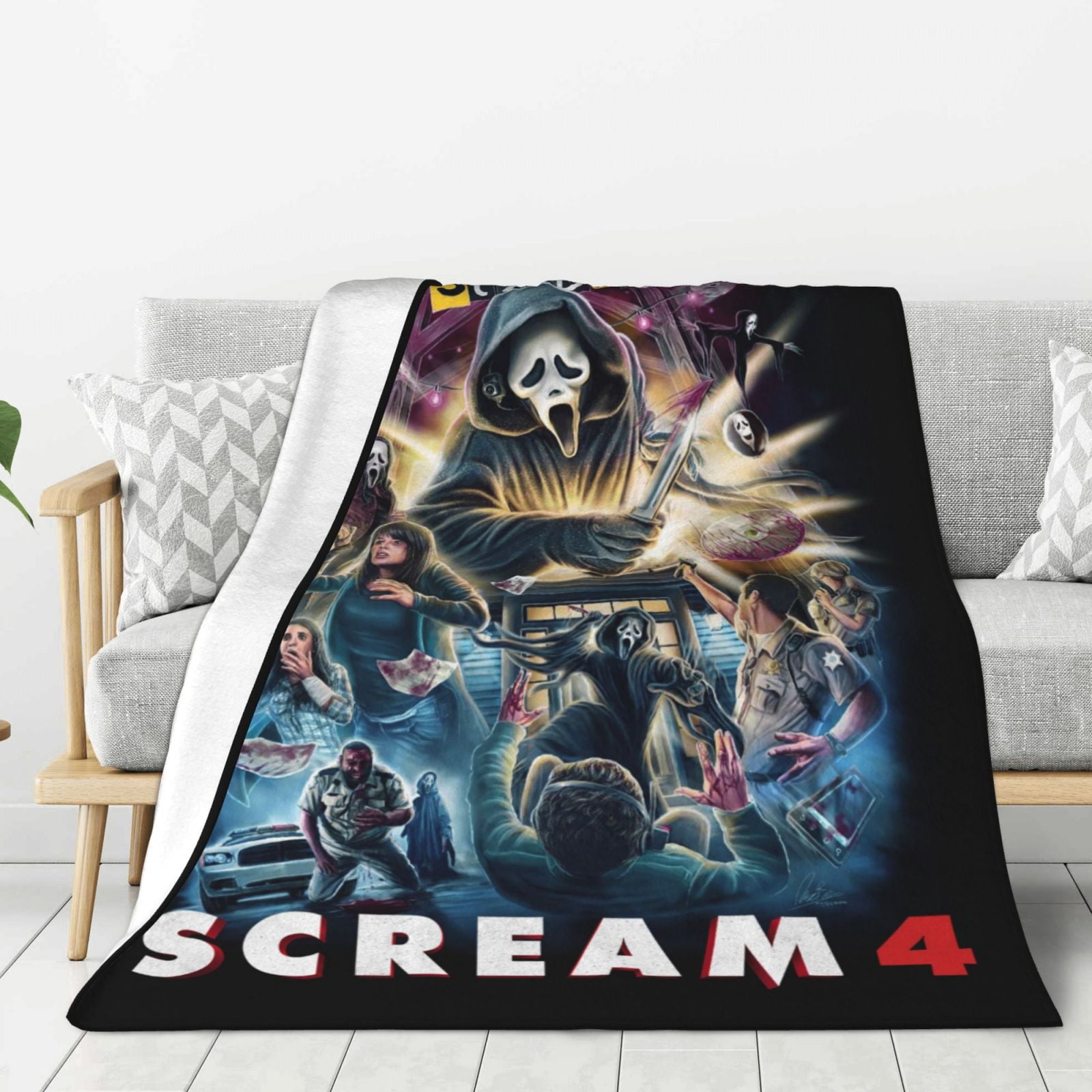 Scream 4 Ghostface Killer Blanket Cozy Soft Fleece Flannel Bed Blanket ...