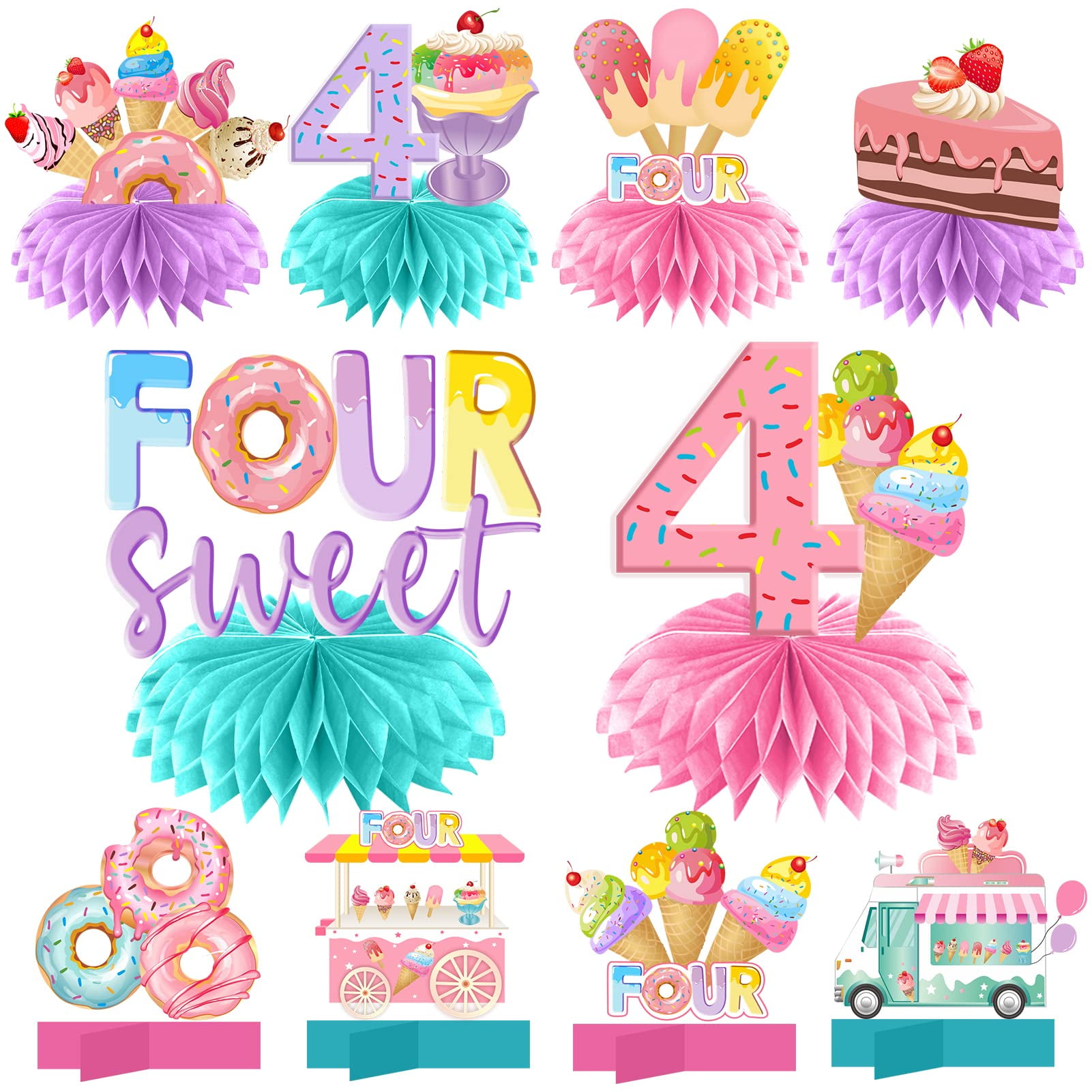 We All Scream 4 Ice Cream Birthday Party Honeycomb Centerpieces for ...