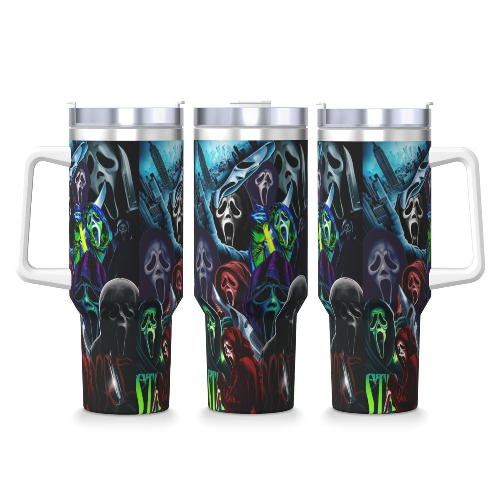 Scream 40 OZ Ice Bully Cup with Handle Straw Lid, Double Wall Stainless ...