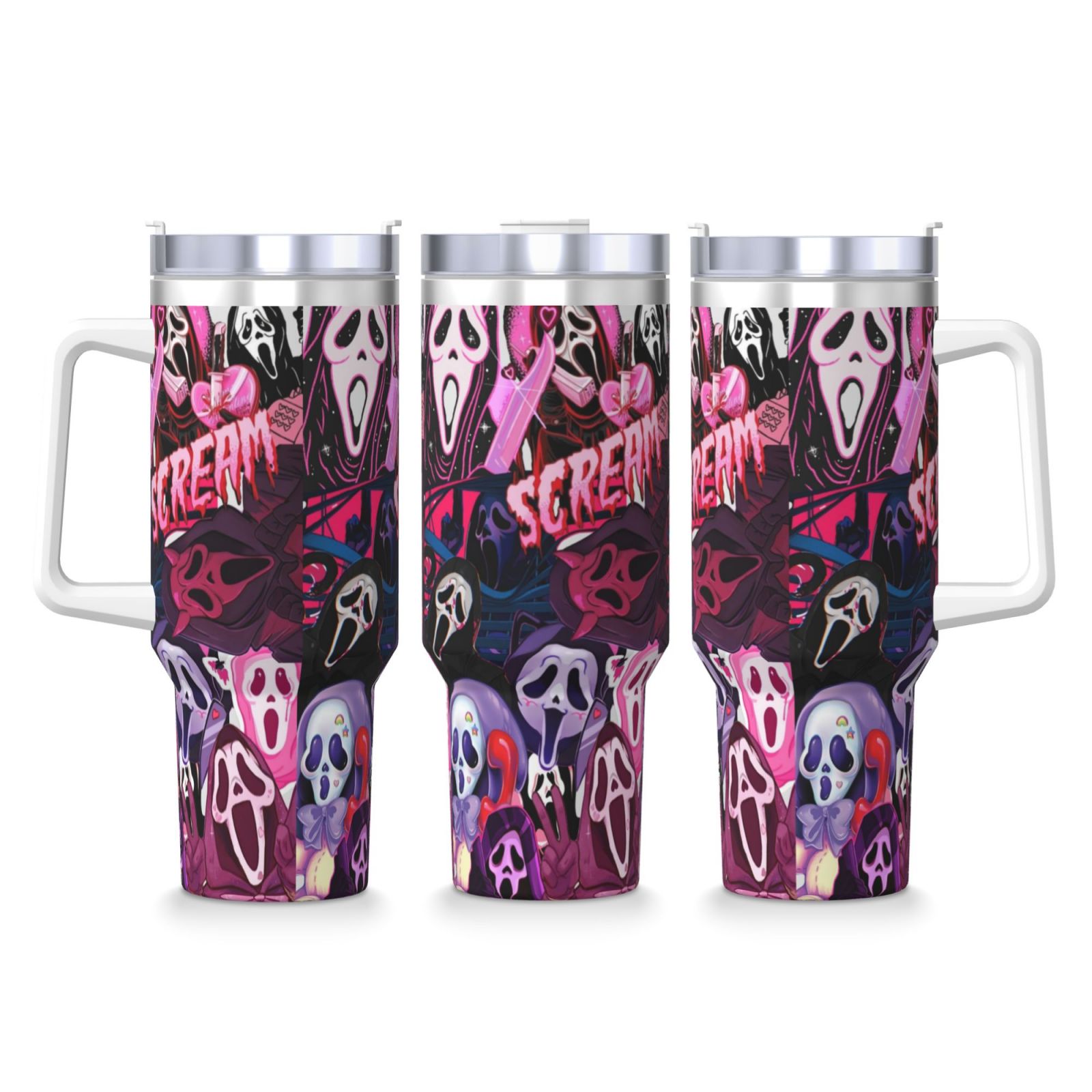 Scream 40 OZ Ice Bully Cup with Handle Straw Lid, Double Wall Stainless ...