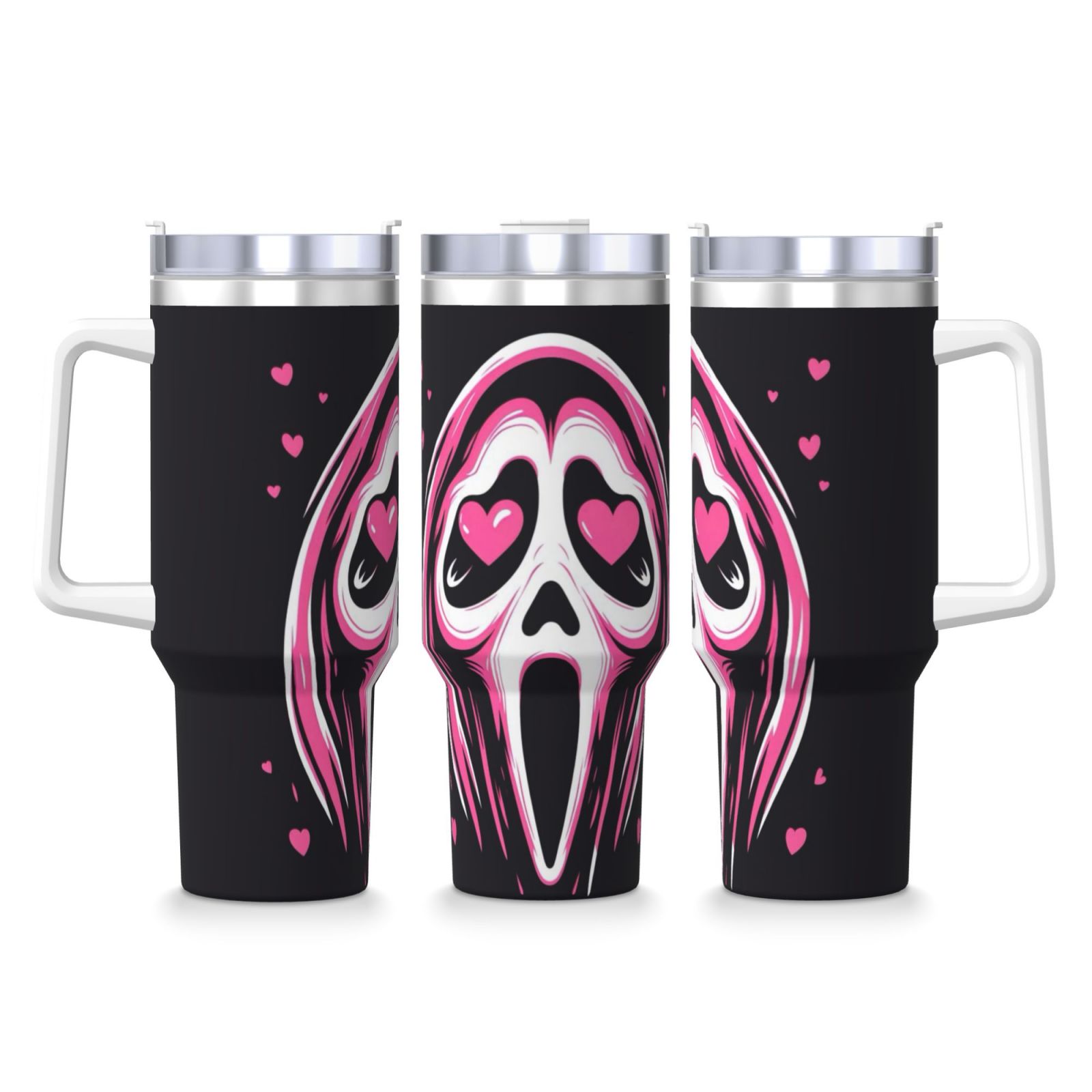 Scream 40 OZ Ice Bully Cup with Handle Straw Lid, Double Wall Stainless ...