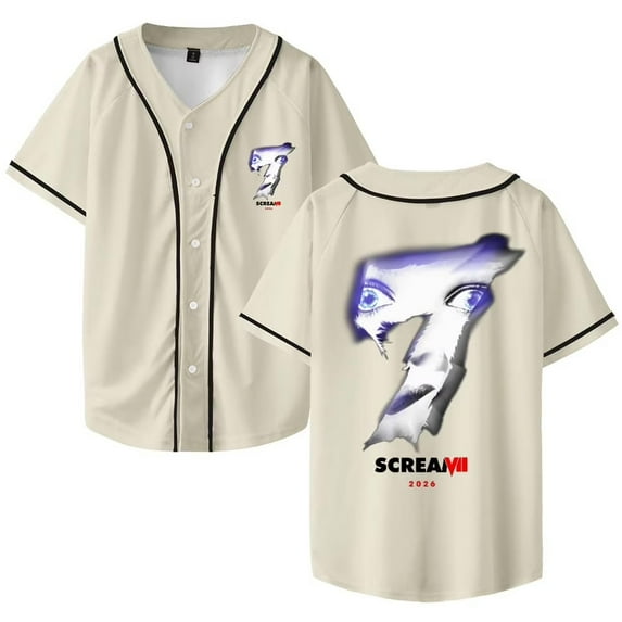 Scream 7 Inspired Graphic Merch Baseball Jersey T-Shirt – Unisex V-Neck ...