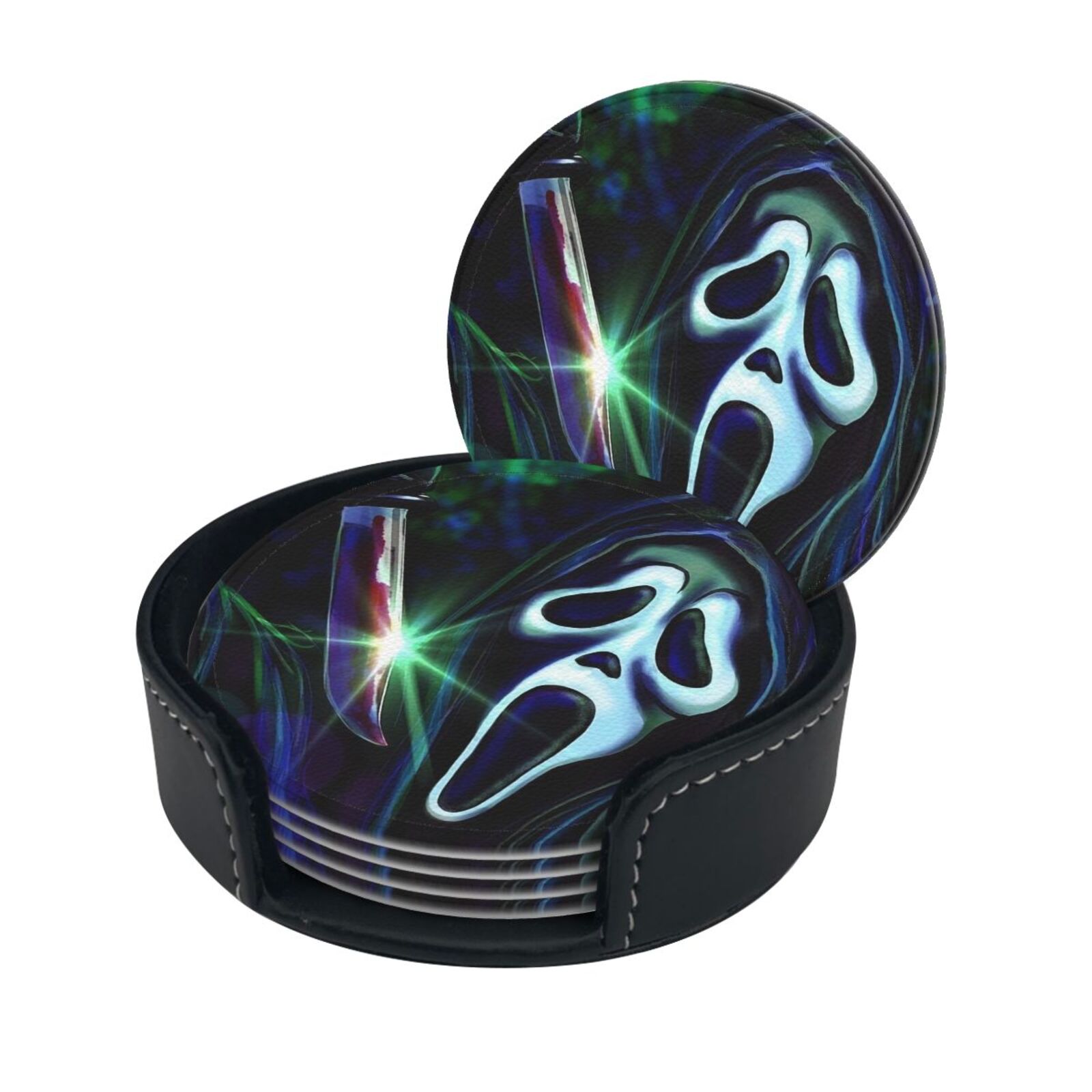 Scream Anime Funny Coasters,6 Pcs Leather Coasters That Protect ...