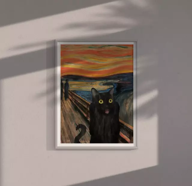 Scream Black Cat Painting, Edvard Munch Scream Paintings, Digital ...