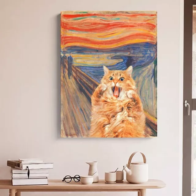 The Scream Cat Print, Art Prints, Living Room Digital Print, Cat ...