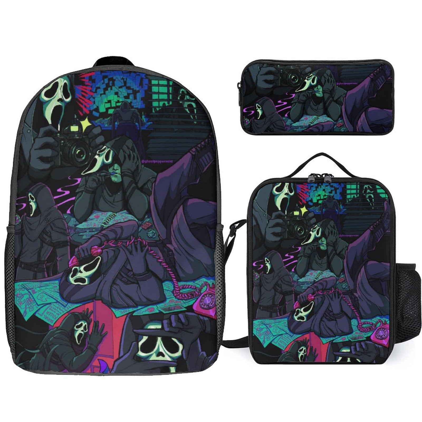 Scream Film Ghostface Backpack With Lunch Bag Pencil Case Set Schoolbag ...