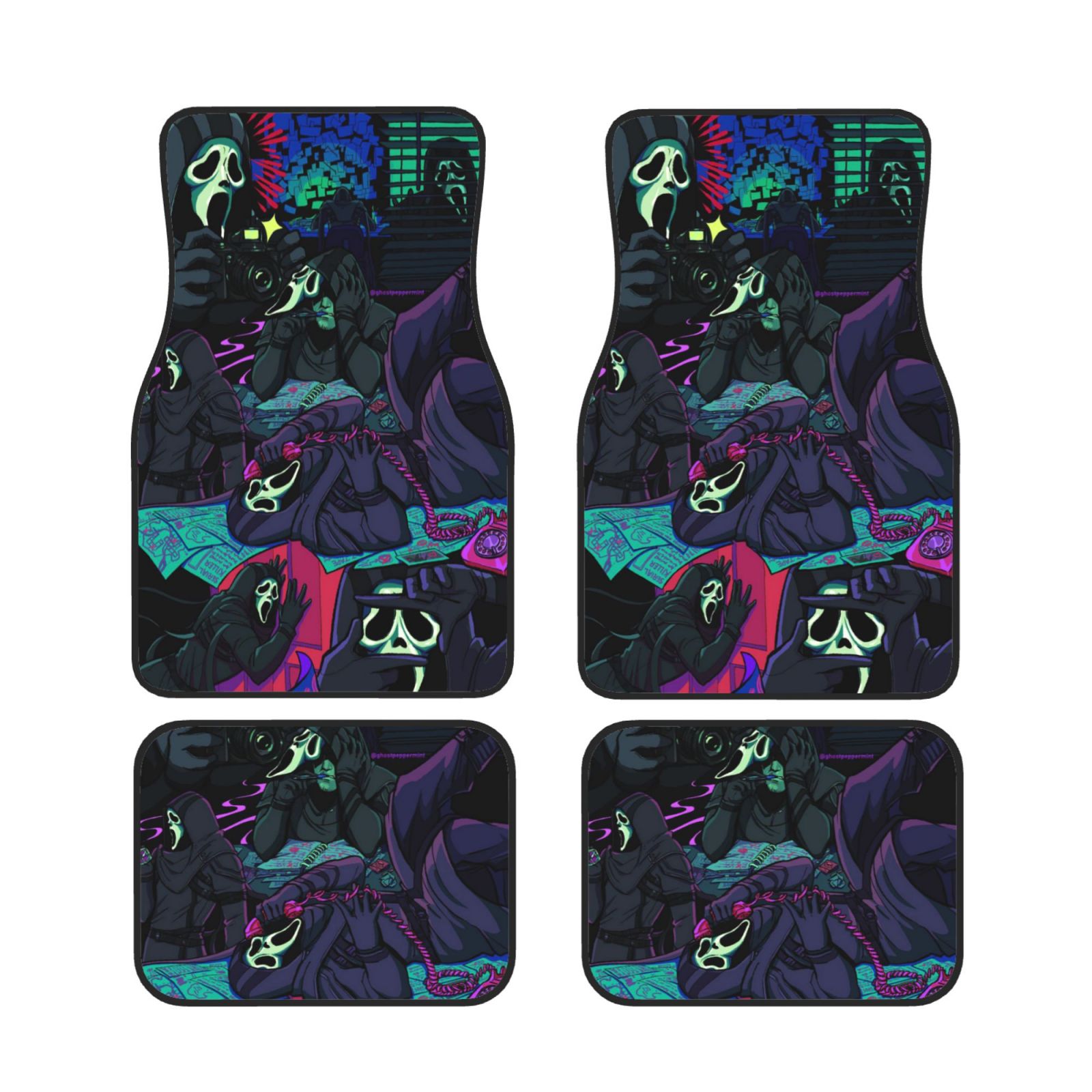 Scream Film Ghostface Car Floor Mat Set 4-Piece Front/Rear Auto Foot ...
