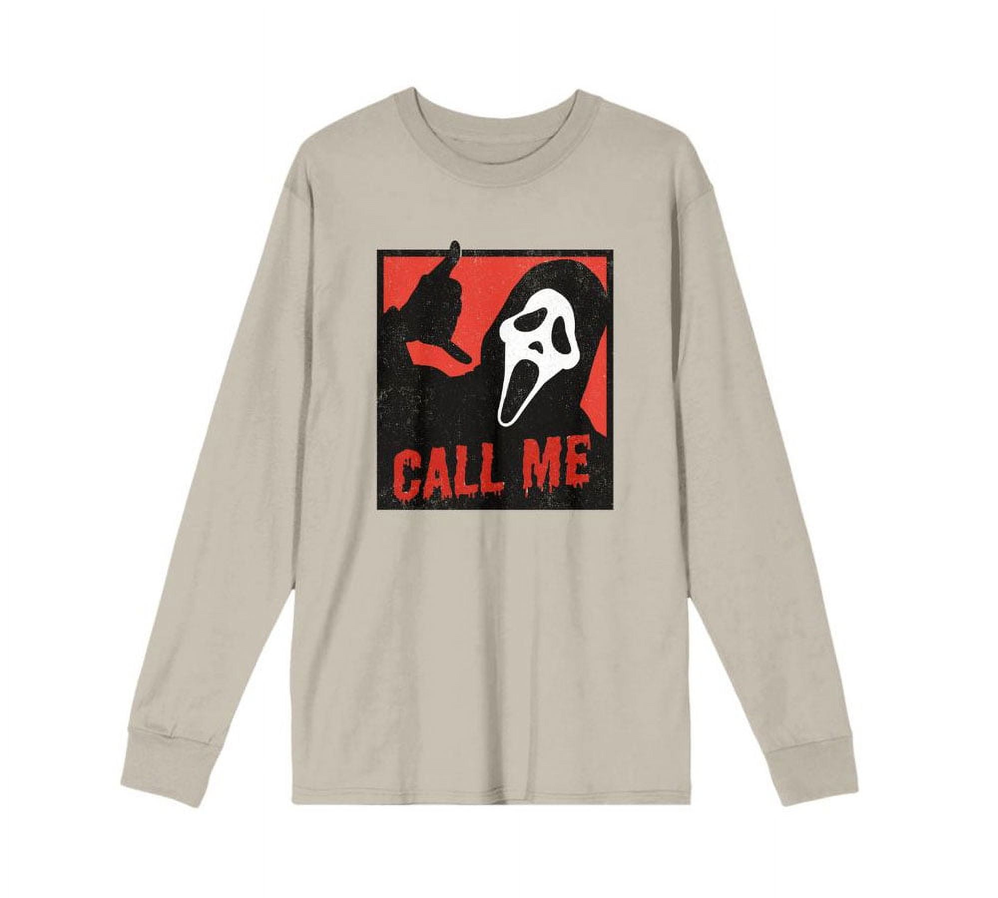 Scream Ghost Face Call Me Long Sleeve Shirt, Grey, Medium - Walmart.com