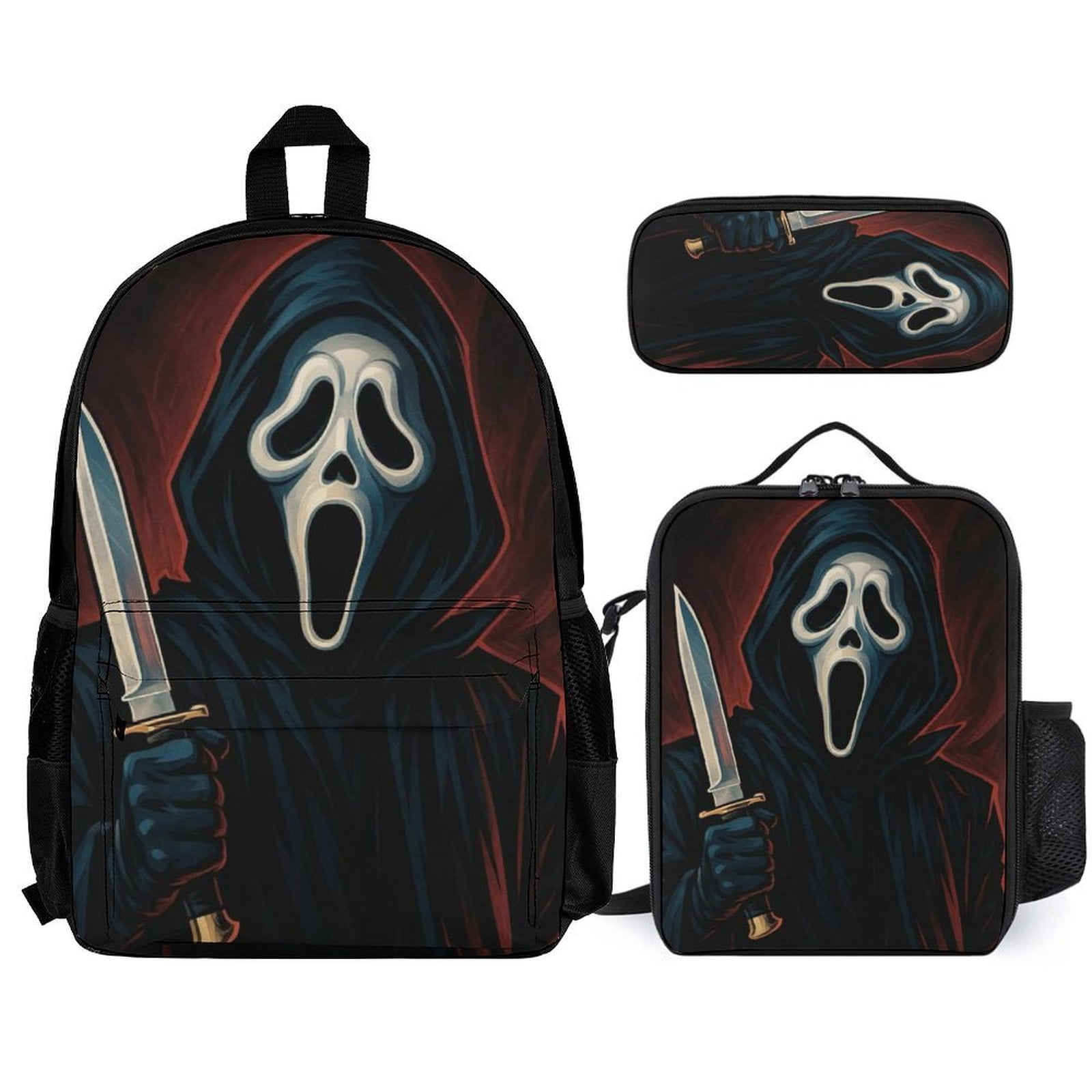 Scream Ghostface Backpack 3Pcs Set Lunch Box Stationery Case Bookbag ...
