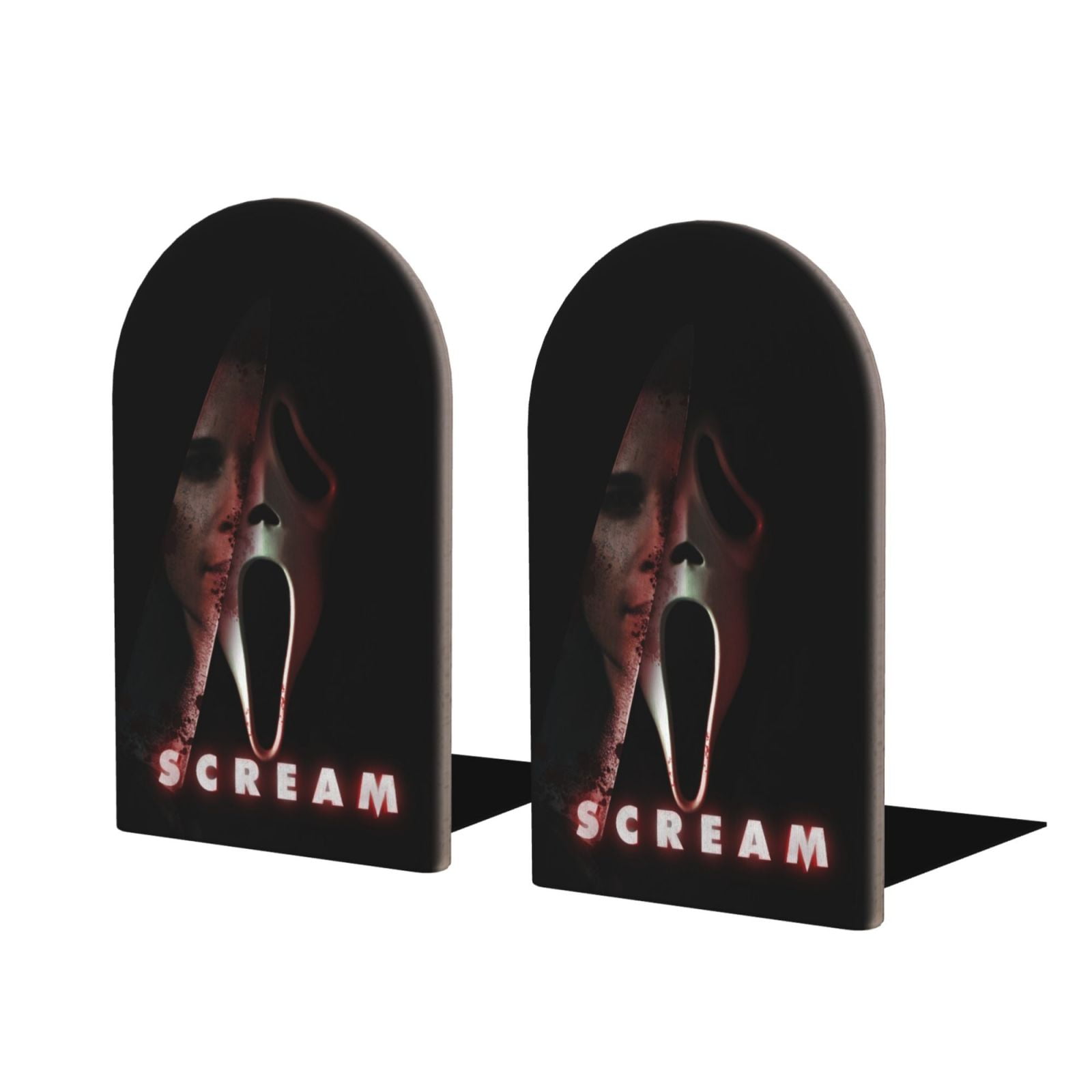 Scream Ghostface Bookends Wood Book Divider Shelves Non-Skid Book Stand ...