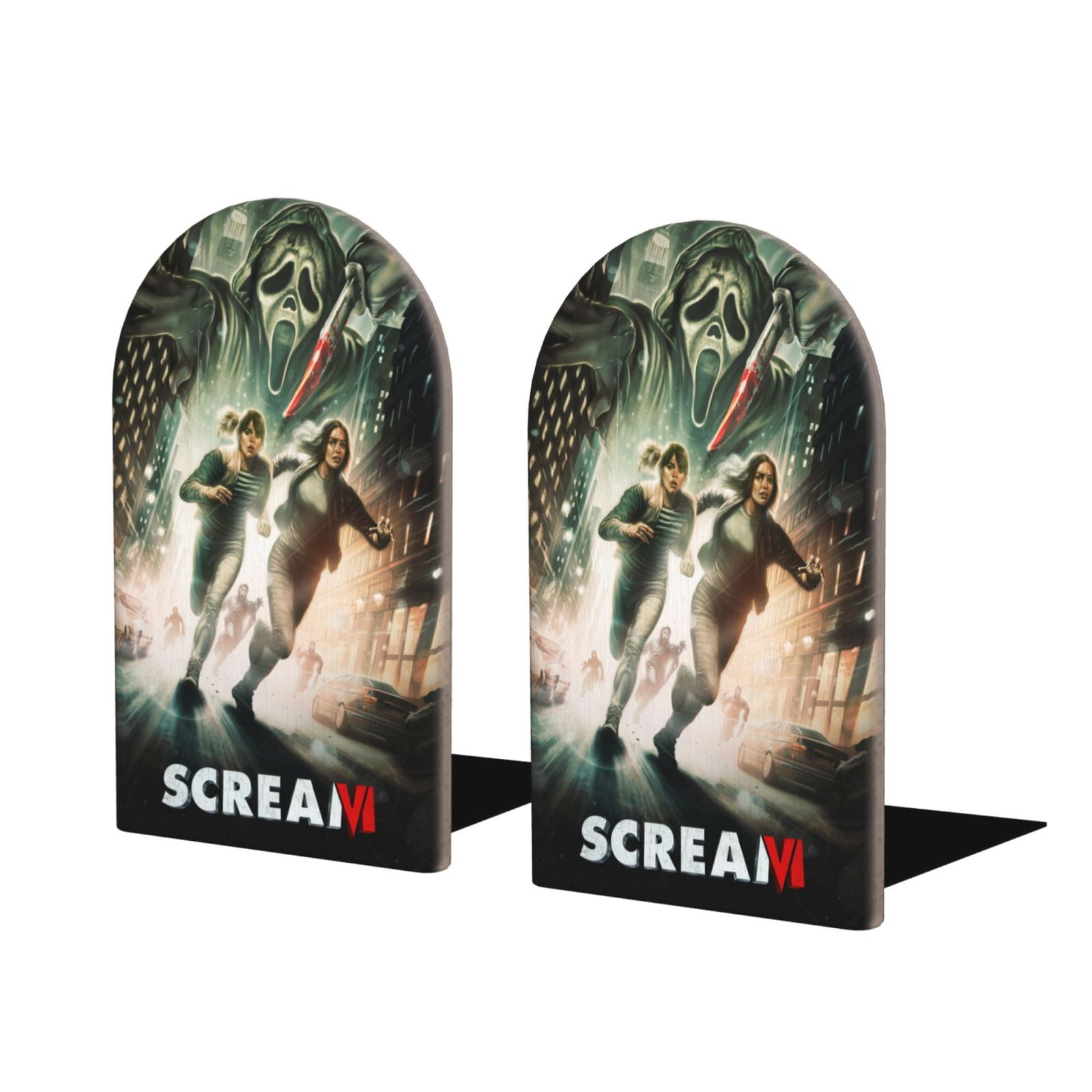 Scream Ghostface Bookends Wood Book Divider Shelves Non-Skid Book Stand ...