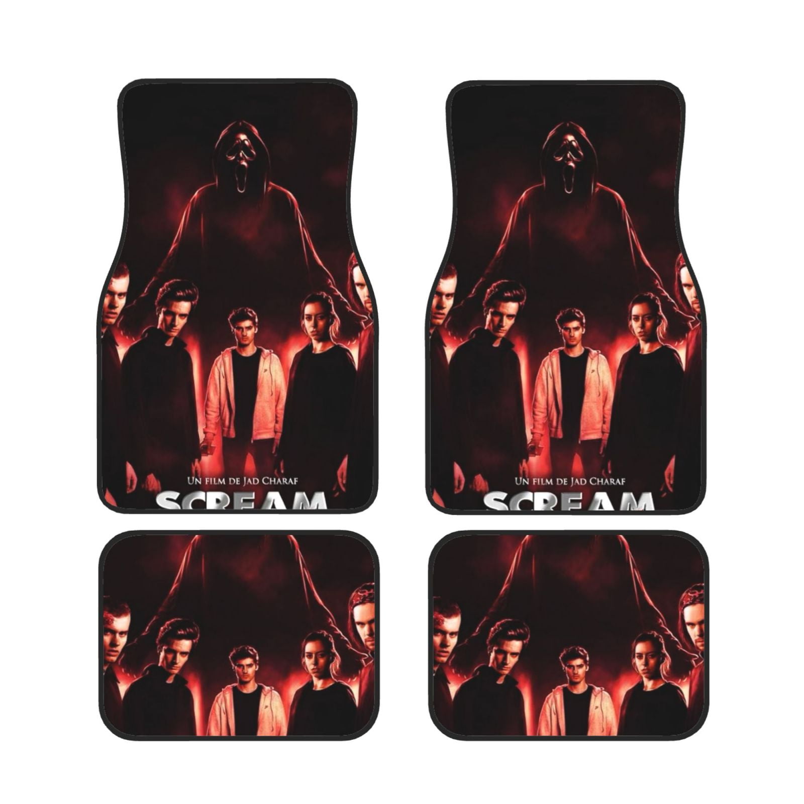 Scream Ghostface Car Floor Mat Set 4-Piece Front/Rear Auto Foot Mats ...