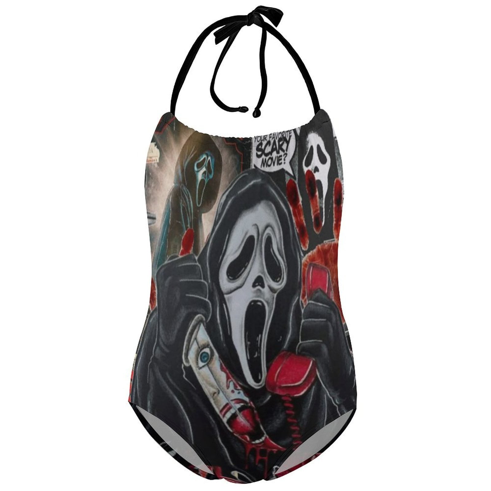 Scream Ghostface Girls One Piece Swimsuit Quick Dry Swimwear Print ...