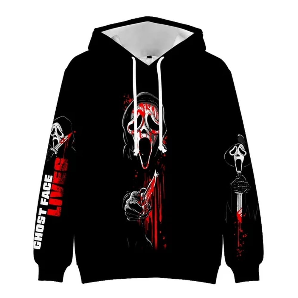 Scream Ghostface Hoodie Halloween Horror Movie Black Sweatshirts Women ...
