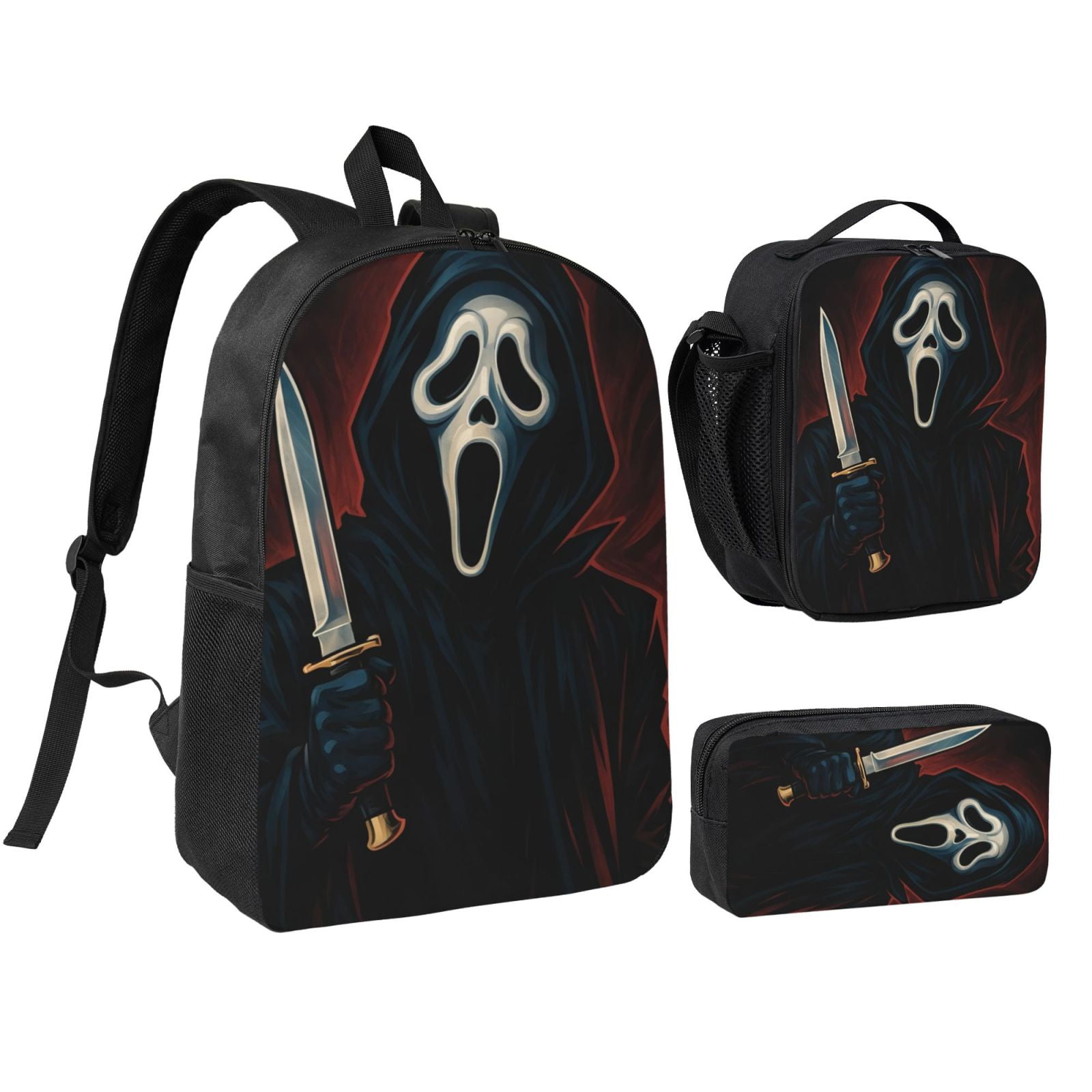 Scream Ghostface Killer Backpack Set Student Teens 3 in 1 Schoolbag ...