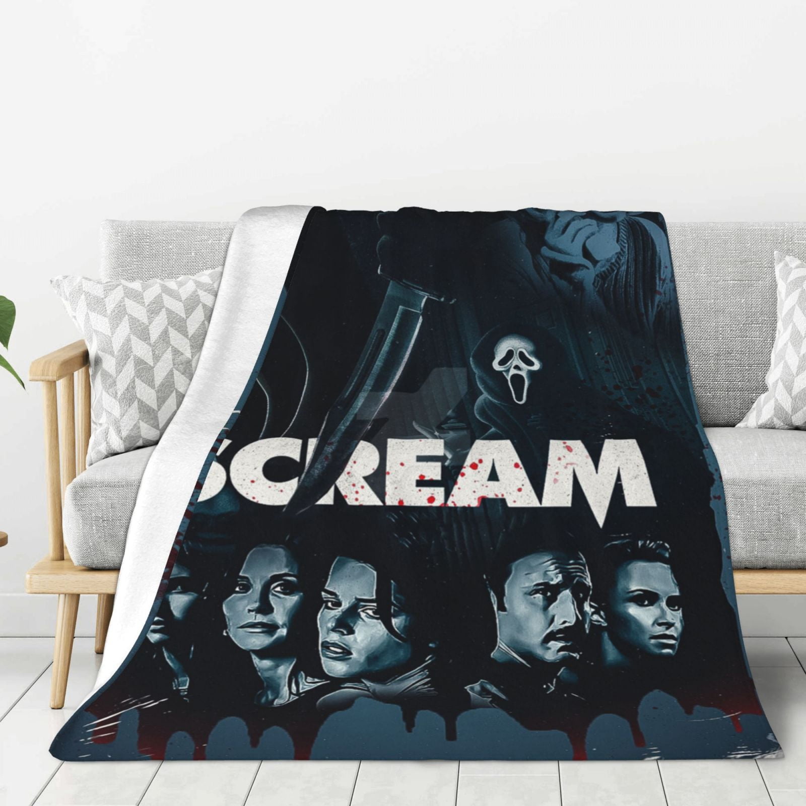 Scream Ghostface Killer Horror Blanket Cozy Soft Fleece Flannel Bed ...