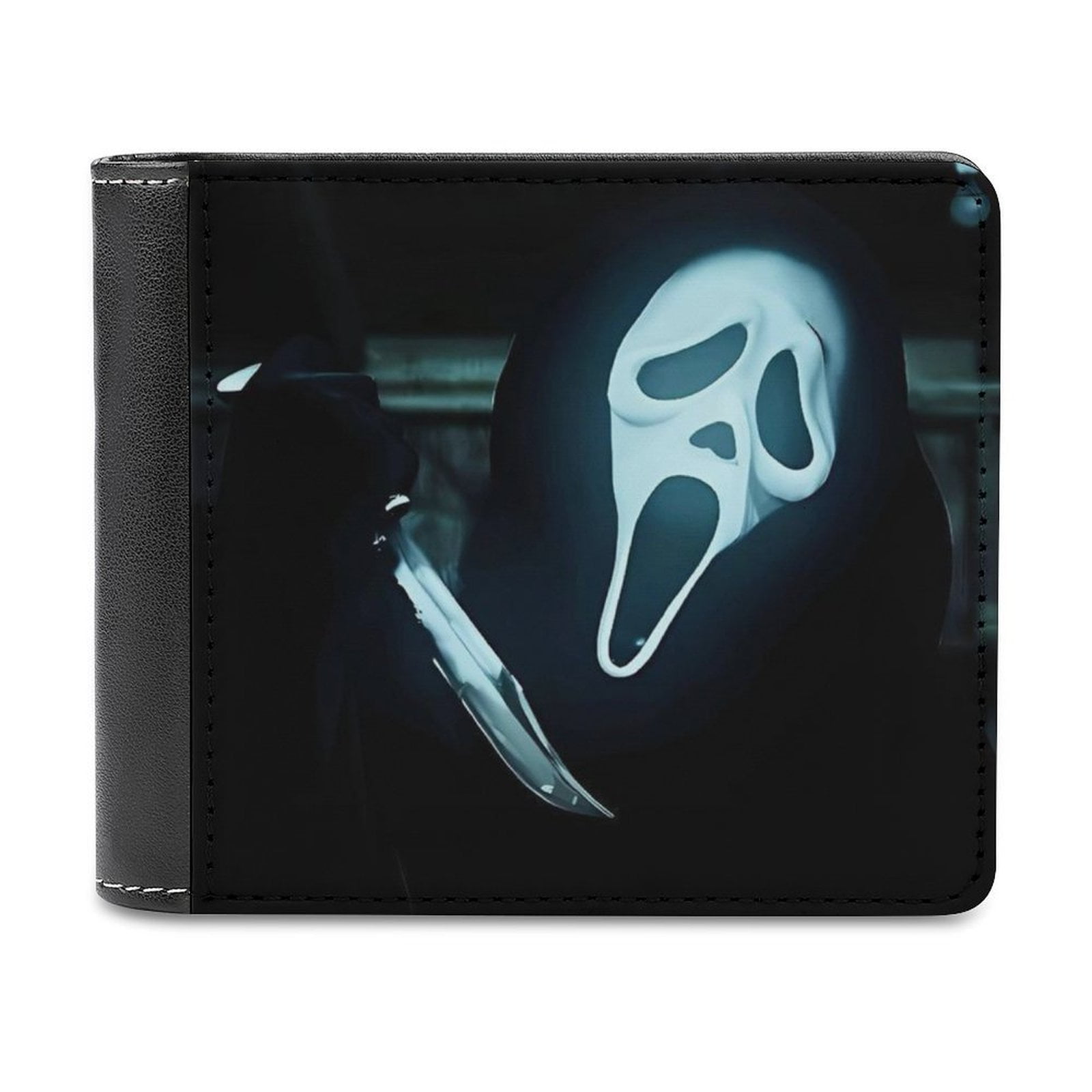 Scream Ghostface Leather Wallet for Men Women Two Fold Purse Slim Cash ...