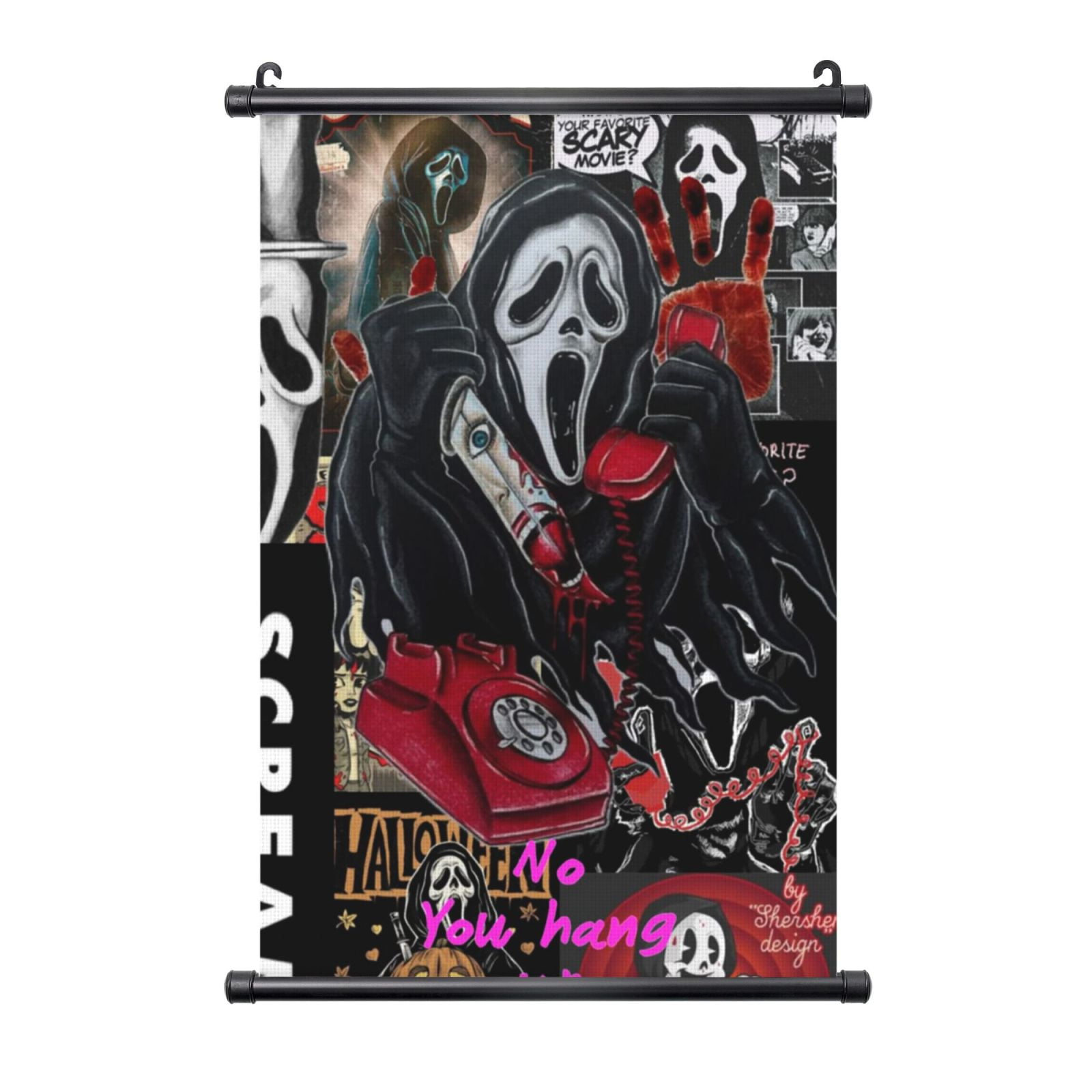 Scream Ghostface Poster Black Plastic Shaft Hanging Posters Wall ...