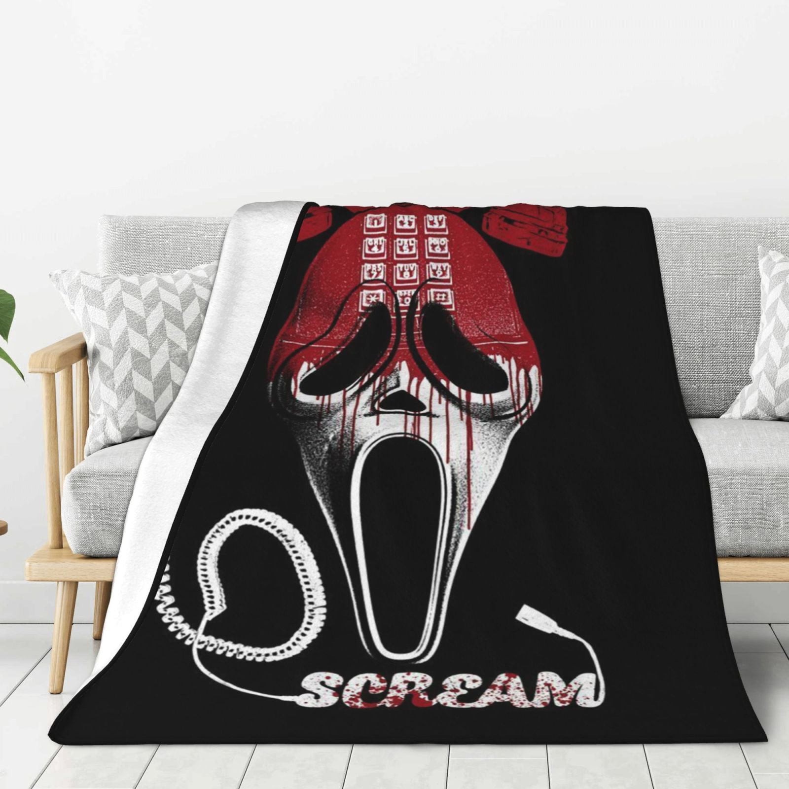 Scream Ghostface Scary Blanket Cozy Soft Fleece Flannel Bed Blanket All ...