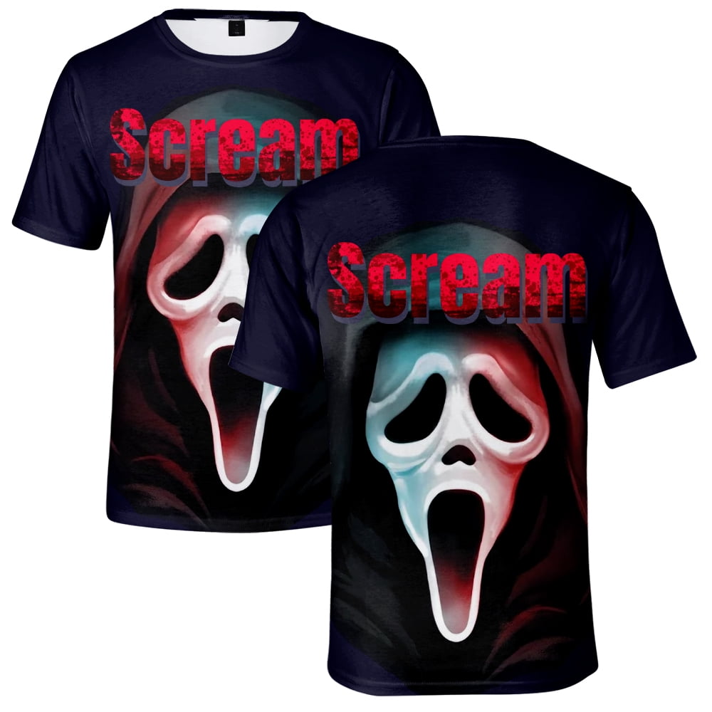 Scream Ghostface T-Shirt Cosplay Halloween Merch Scary Movie Tee ...