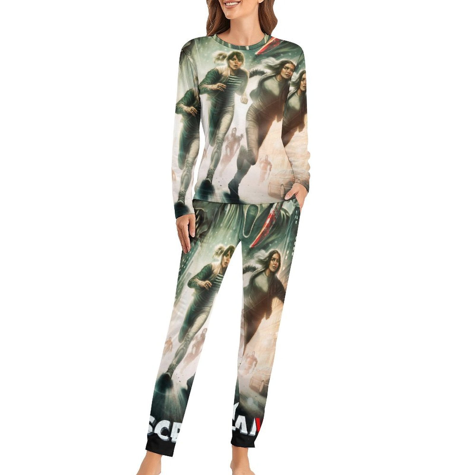 Scream Ghostface Women's Pajama Set Soft Cozy House Wear Sets Long ...